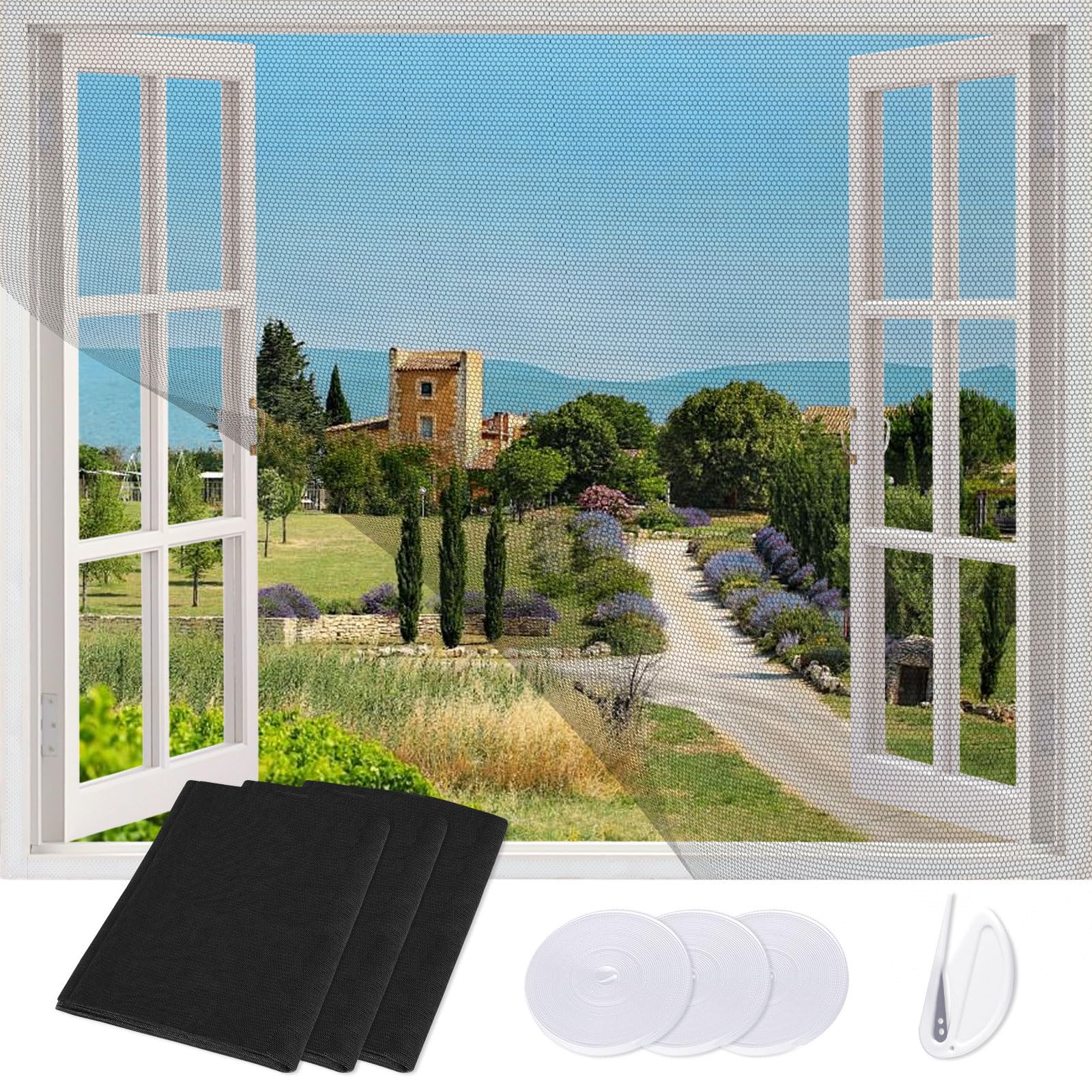 REDTRON 3 Pack Windows Fly Screen, DIY Self-Adhesive Mosquito Net for ...