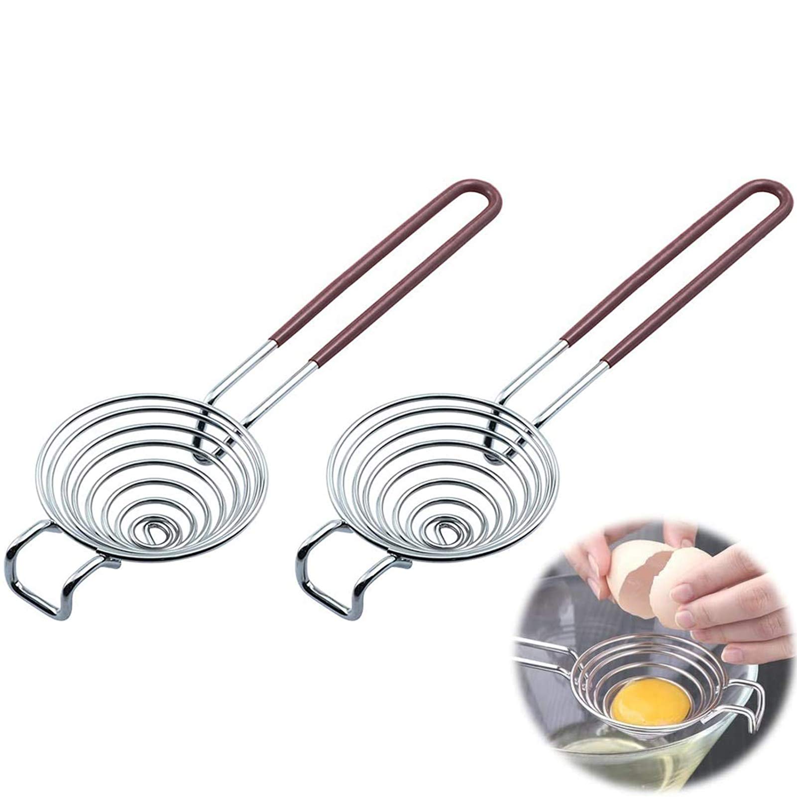 Uooker 2 Pieces Egg Separator with Bowl Hook Stainless Steel Egg ...
