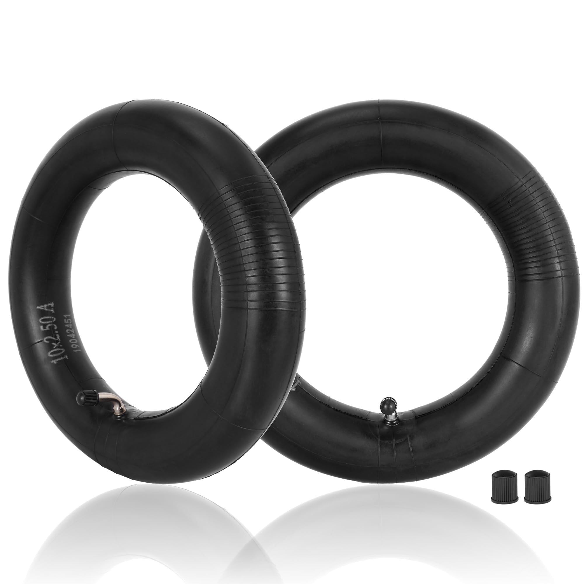 10x2.50 Inner Tubes, 10 inch Scooter Tube (2 Pack) With Bent Valve Stem Replacement for Electric ...