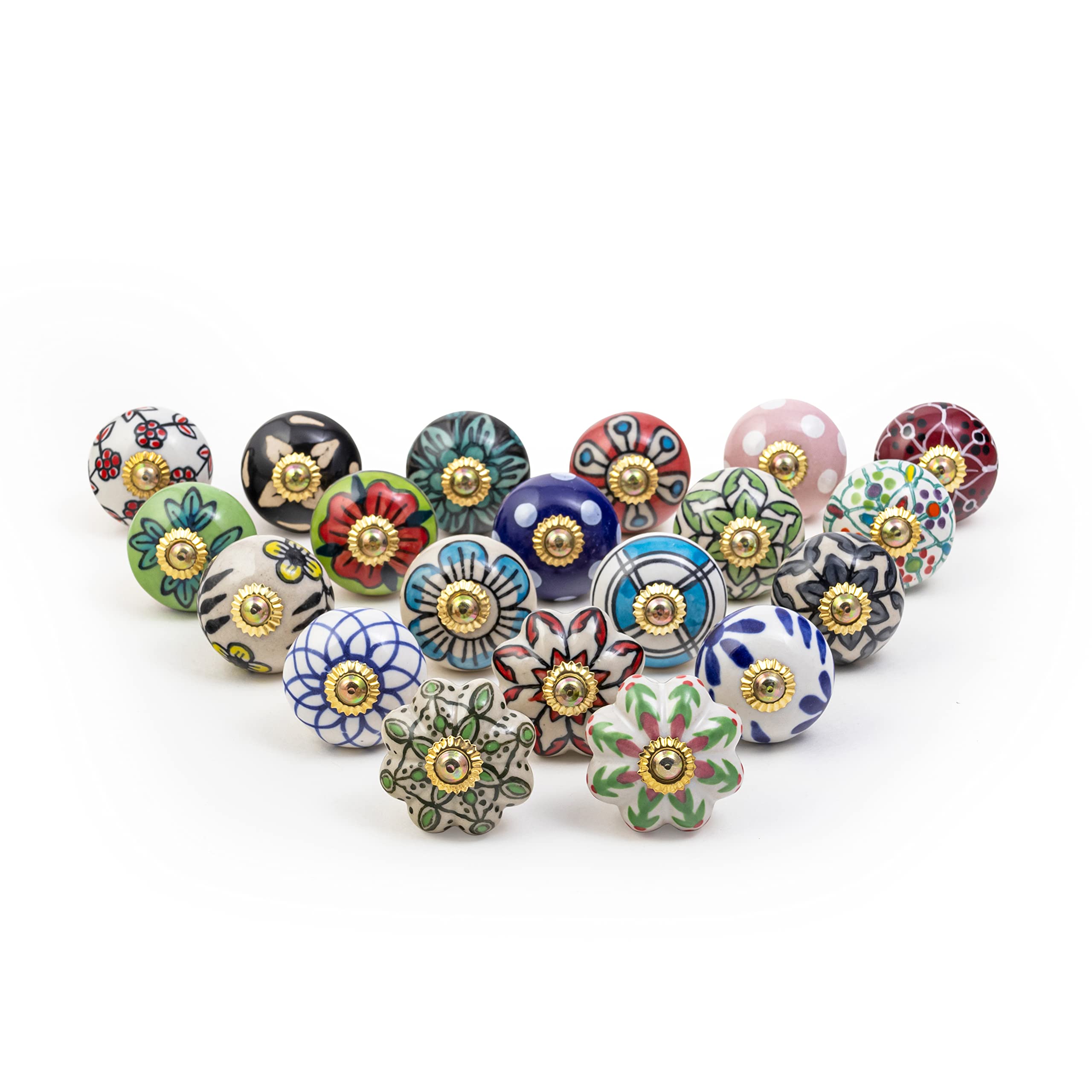 RAJRANG Multicolor Ceramic Bathroom Cabinet Knobs Pack of 20 Dresser Drawer and Furniture Hand ...