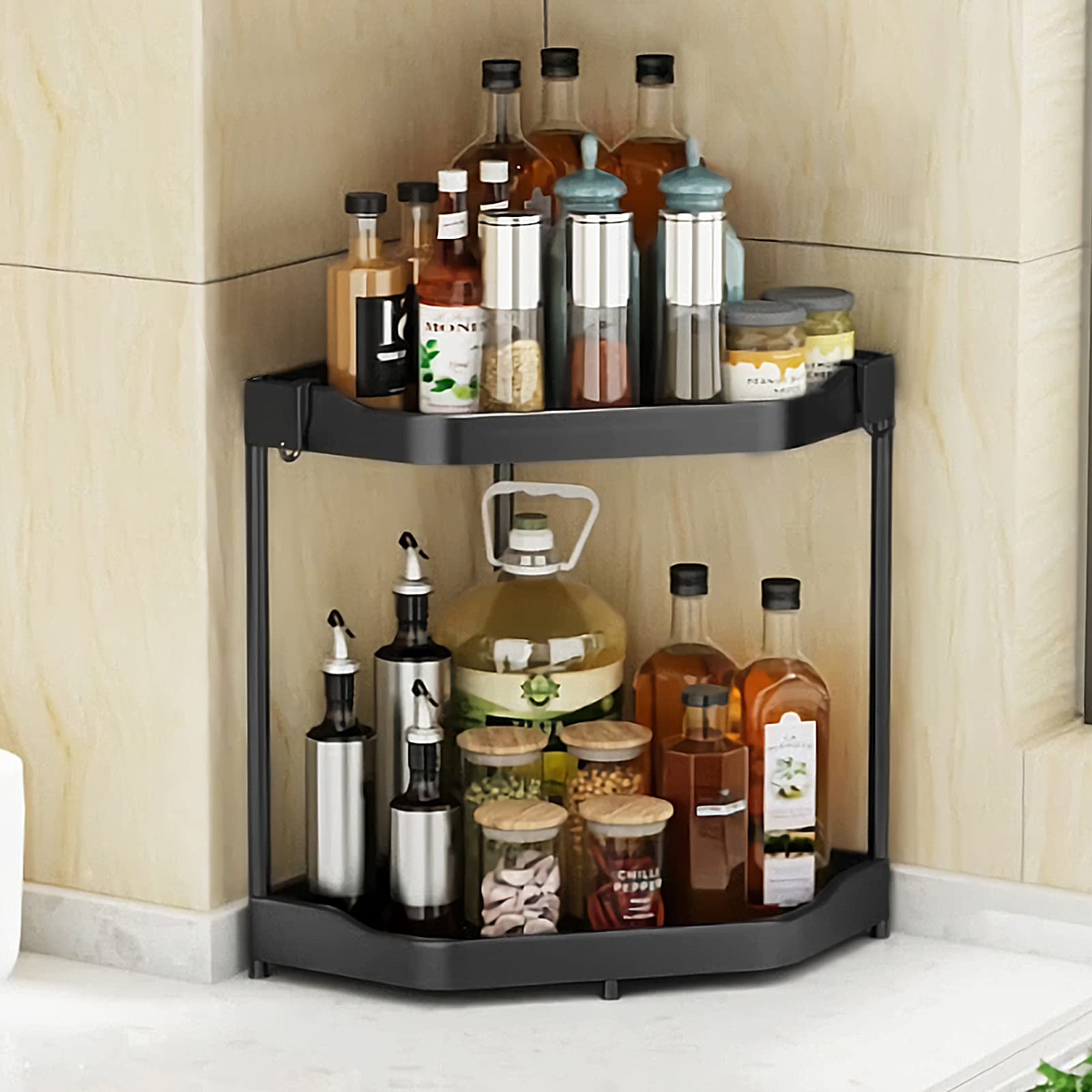 Lekesky Spice Rack, 2-Tier Kitchen Countertop Standing Storage Shelf ...