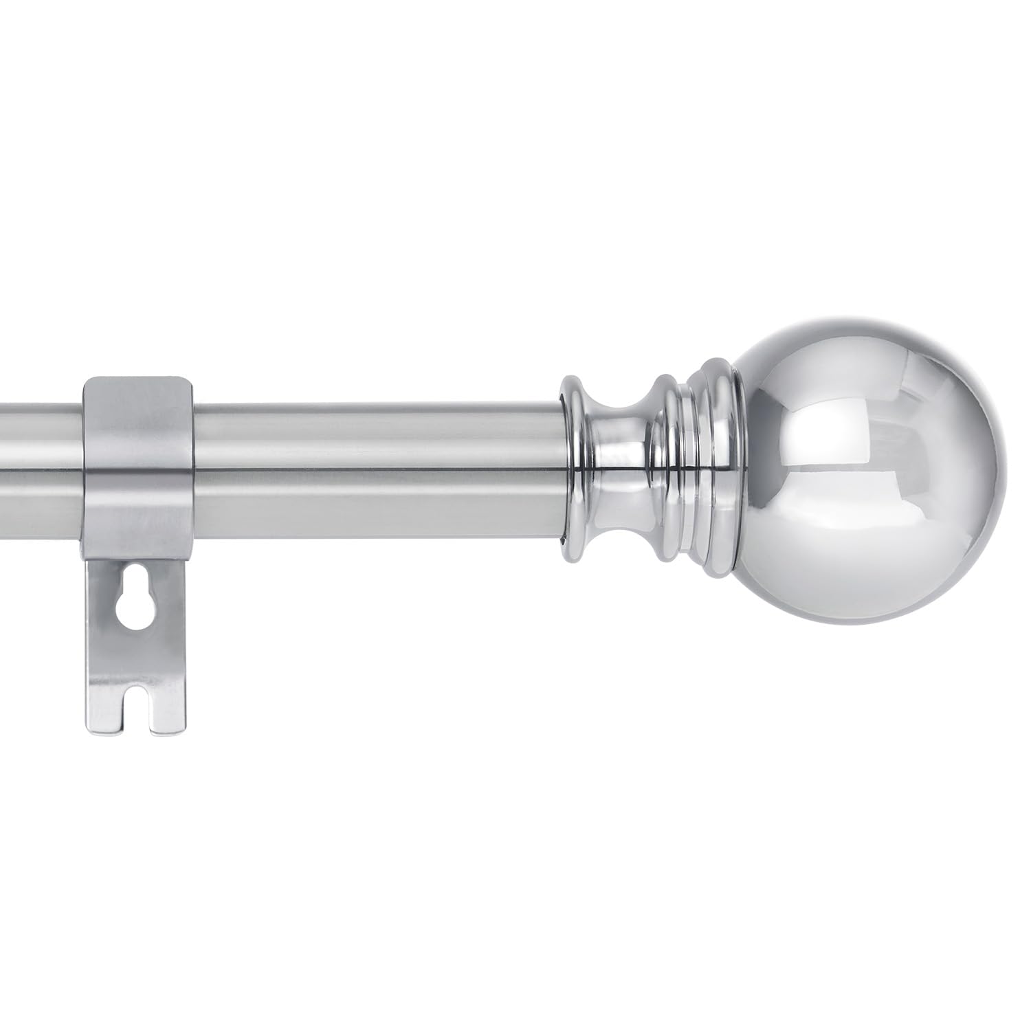 Silver Curtain Poles for Eyelet Curtains, Curtain Rod 66-175cm with ...