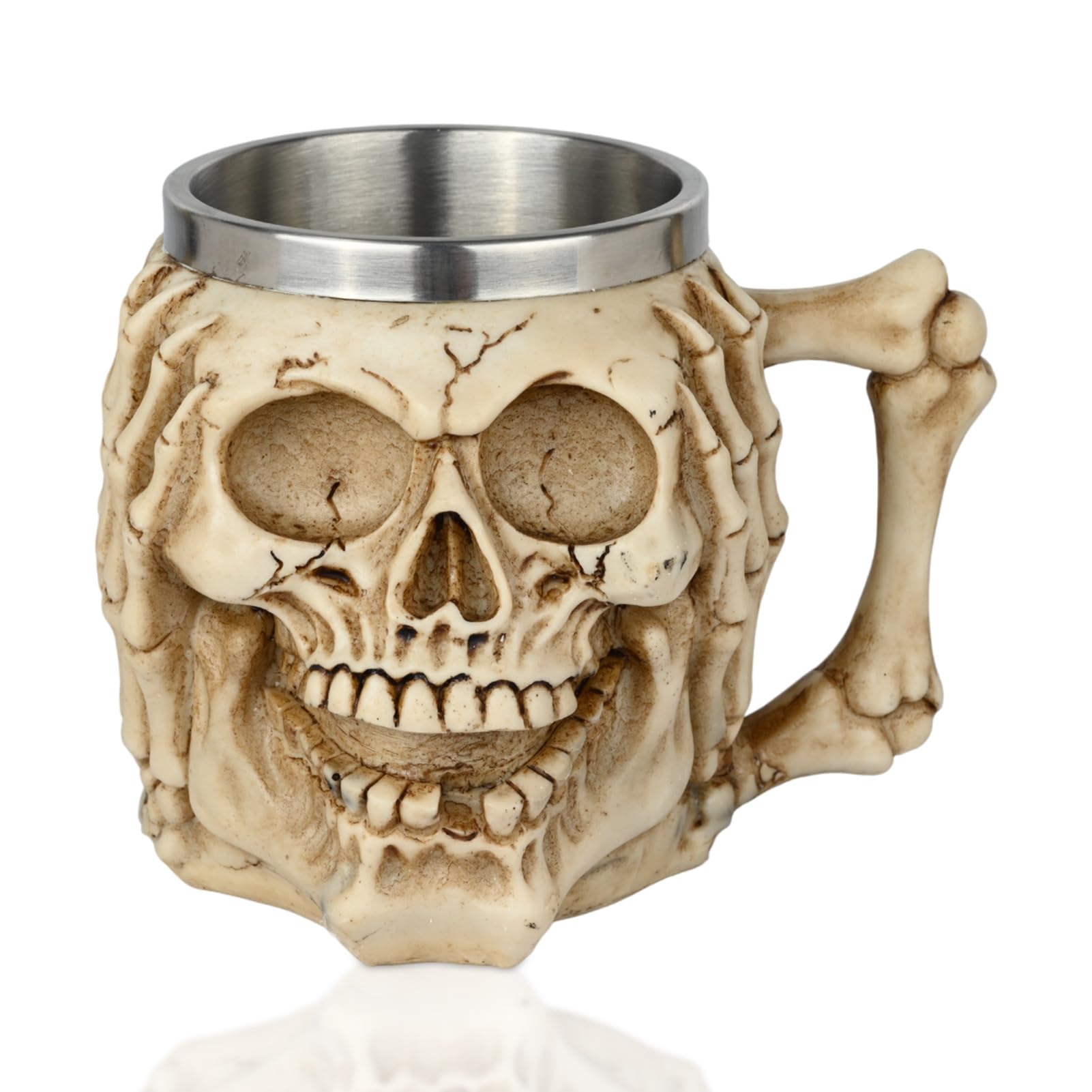 Matreeglam Stainless Steel 3D Skull Mug, Skull Beer Mug Tea Cup Coffee ...