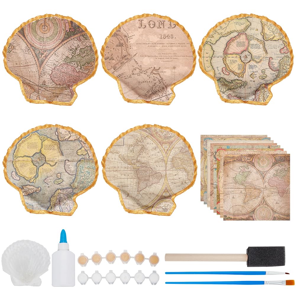 WEBEEDY 5 Sets DIY Shell Jewelry Tray Dish Ring Display Holder Nautical ...