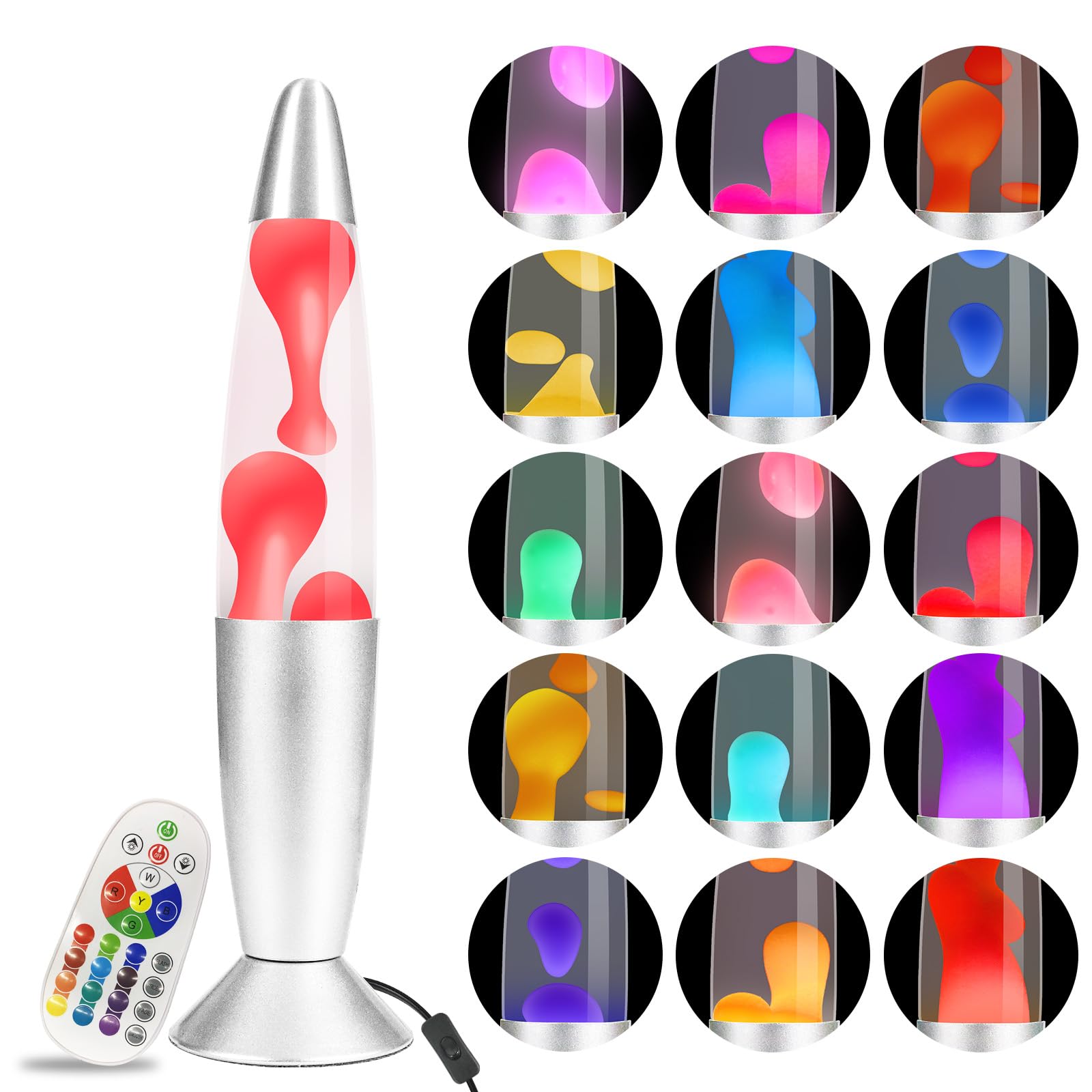 13.5''LED Liquid Motion Lamps with Remote 17 Colour Changing Lamp White ...