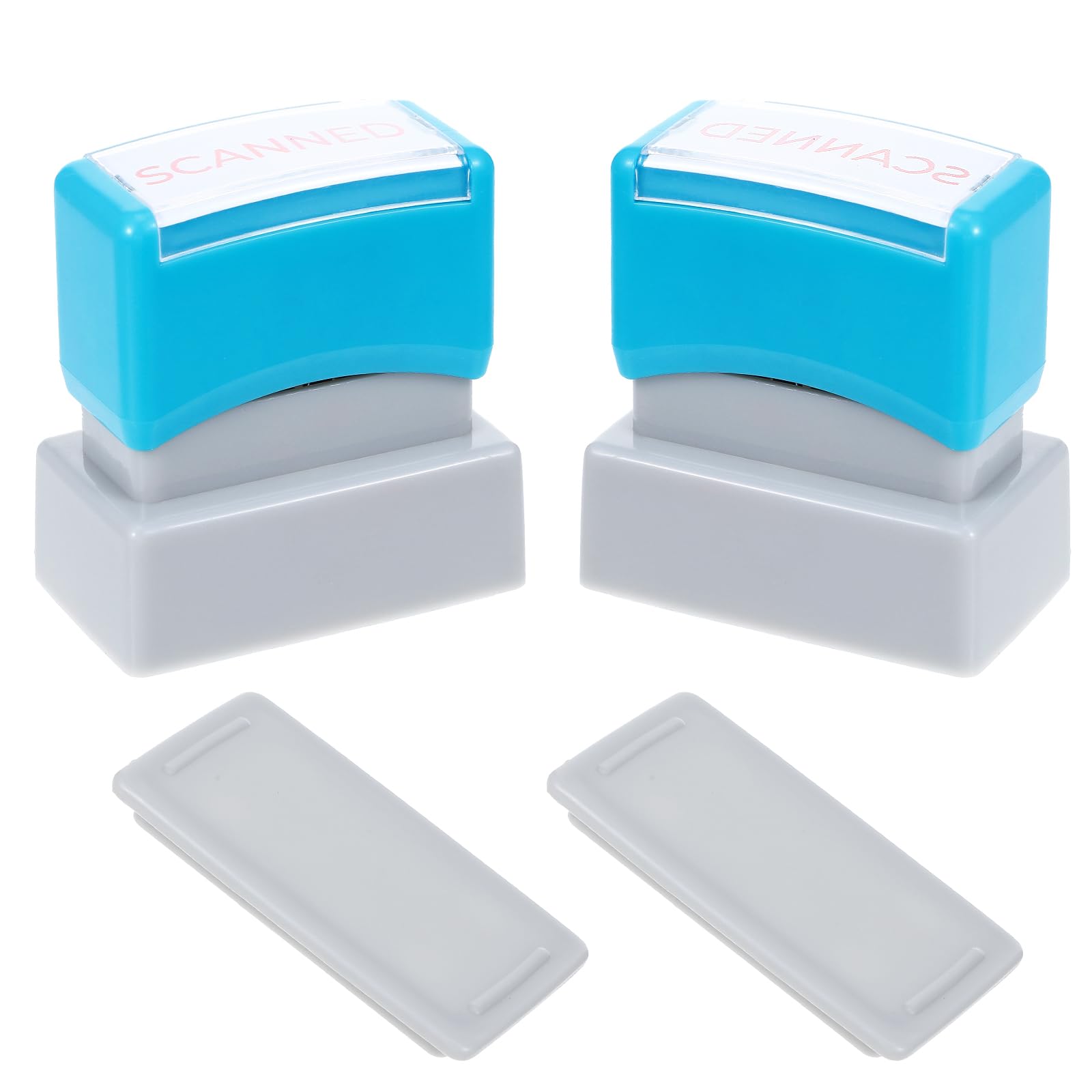 PEOVLVN 2 Pcs Scanned Stamp Self Inking Stamp Red Ink Pre Inked Message ...
