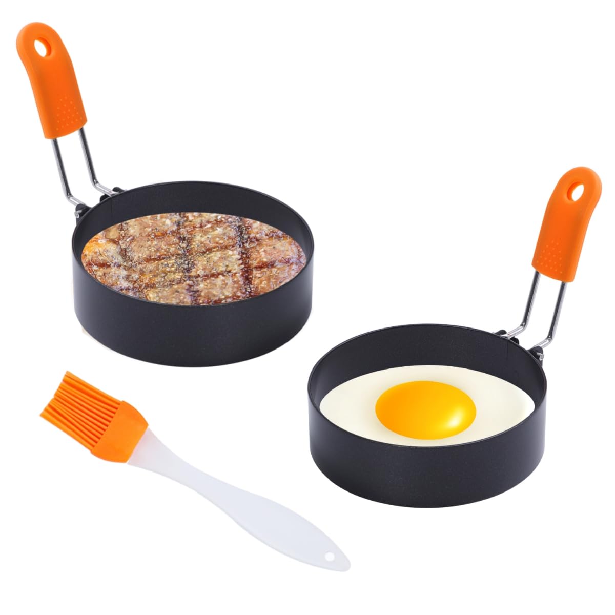 Large Egg Rings 3.5 Inches 2 Packs Anti-Scald Egg Circles with Oil ...