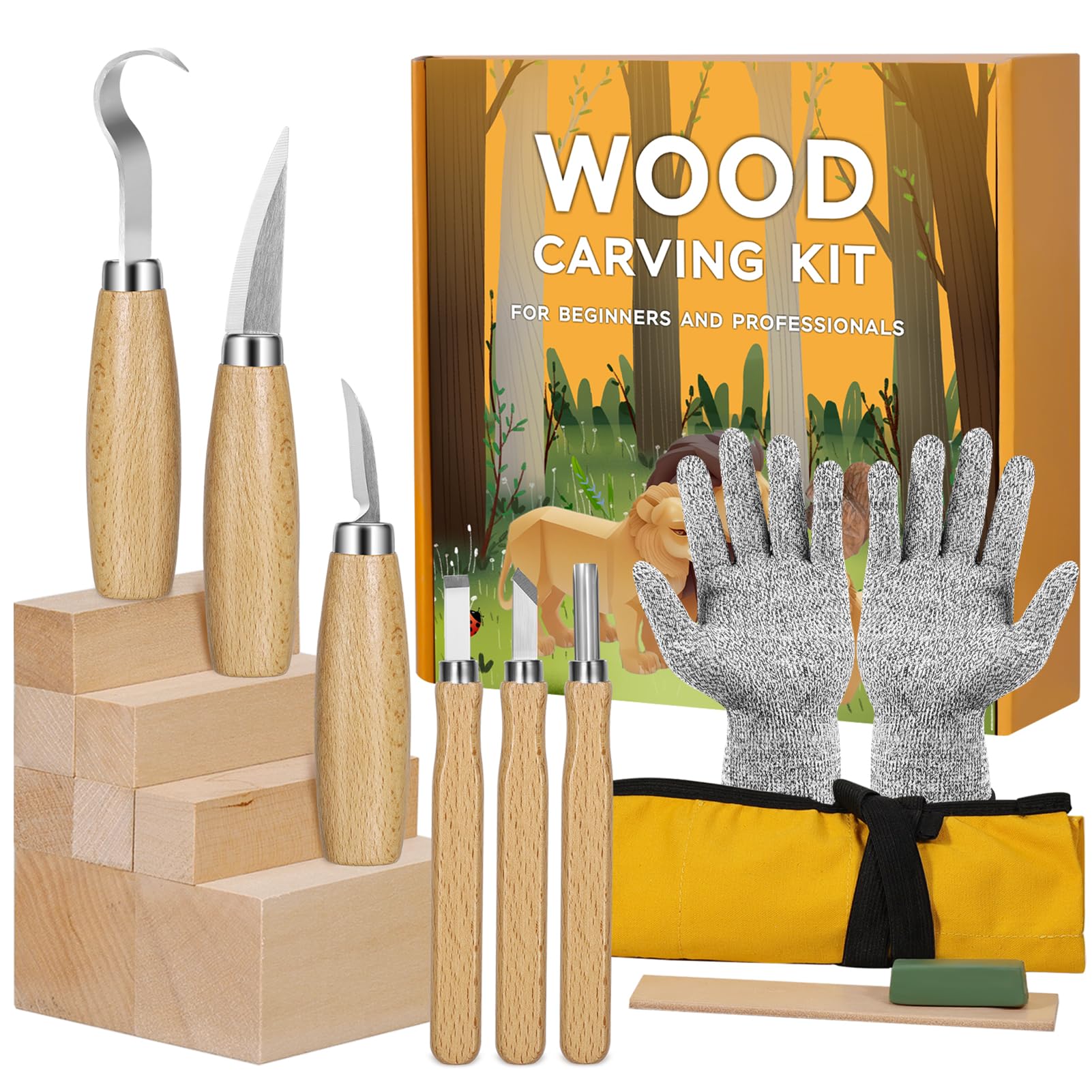 Wood Carving Tools, 18 in 1 Wood Whittling Kit, Chip Carving Knife Kit ...