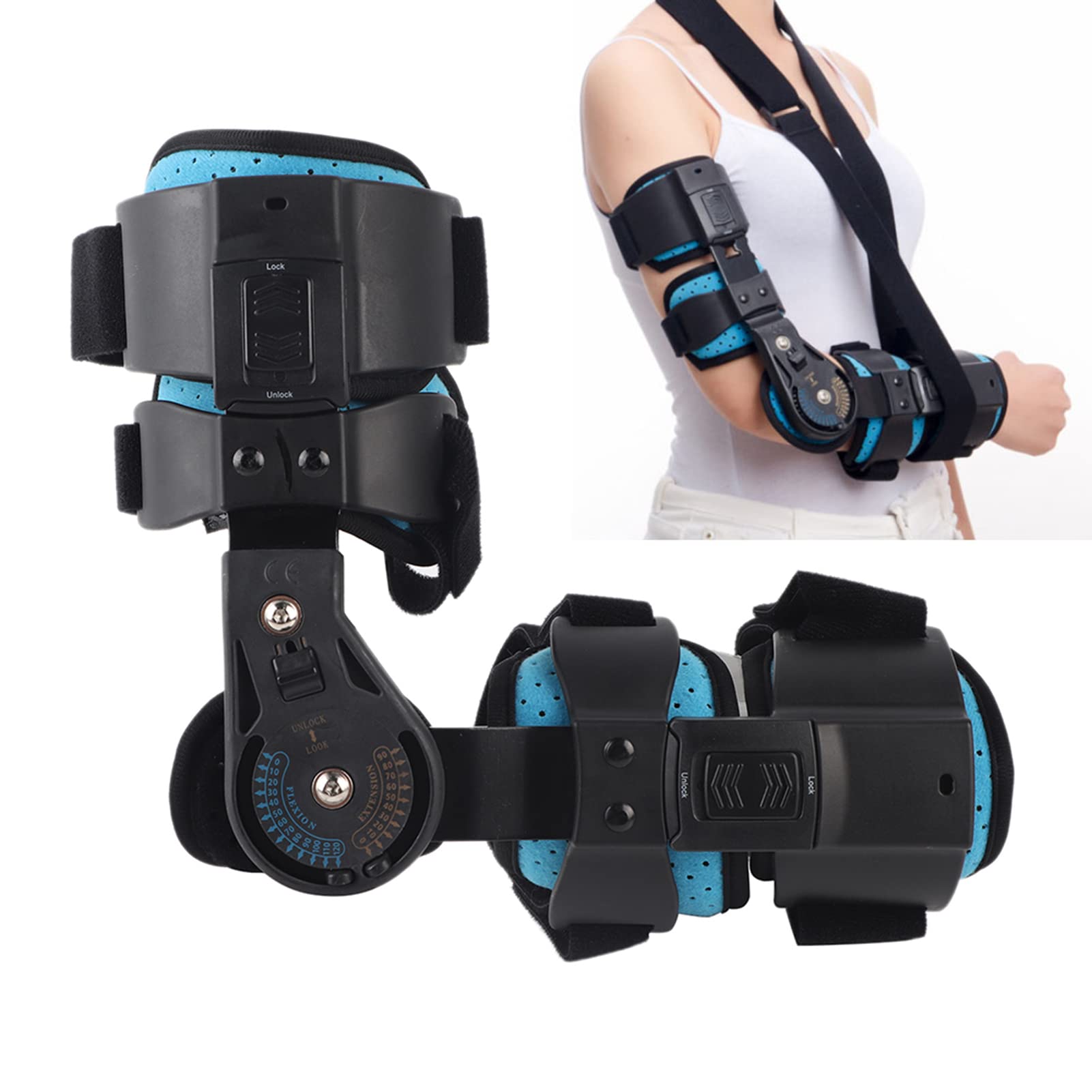 ROM Hinged Elbow Brace with Sling Stabilizer for Right Arm Joint ...