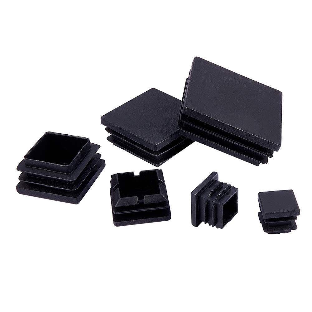 INCREWAY 60pcs Square Plastic Plug, 6 Sizes Black Tubing End Cap Black ...