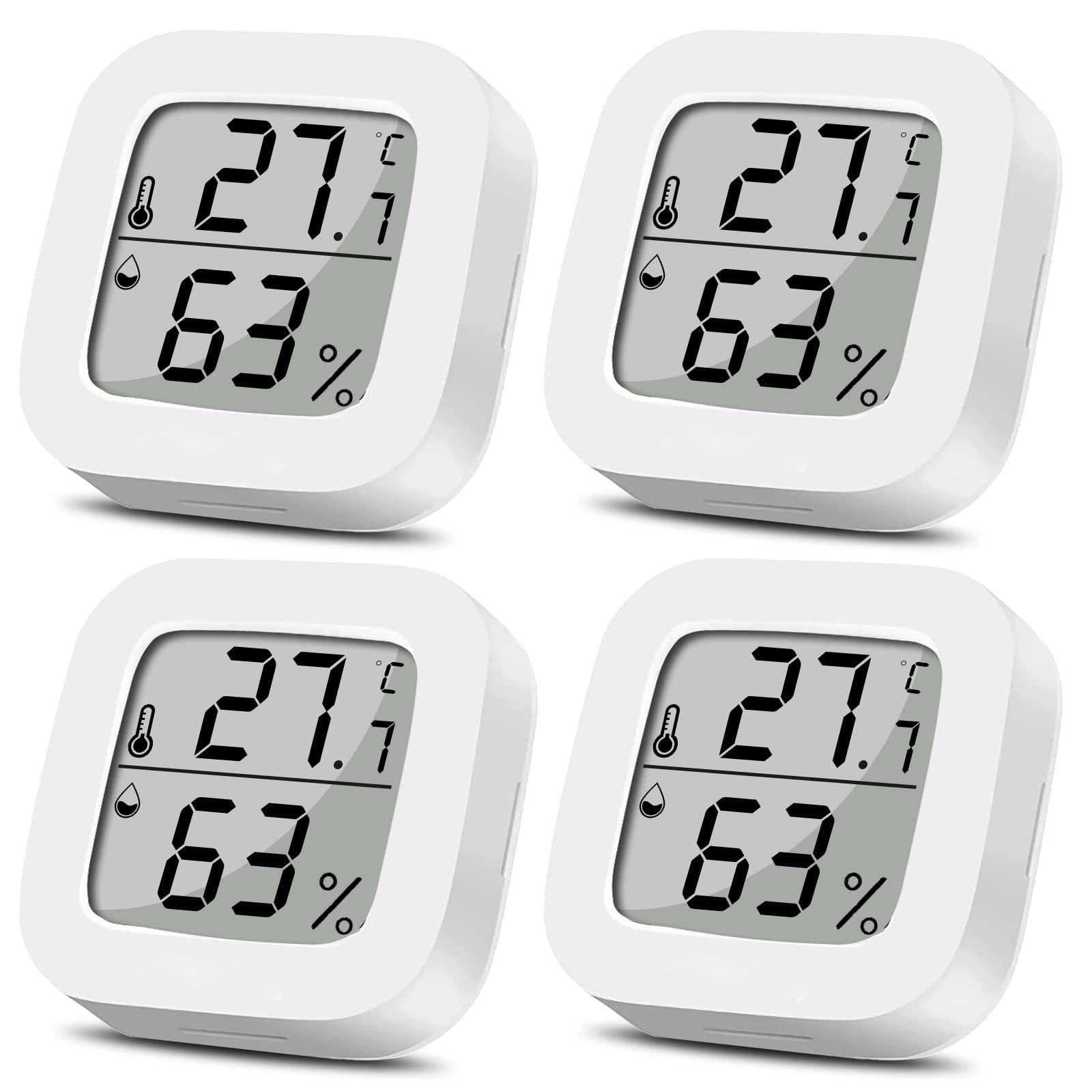 4PCS Digital Mini Hygrometer Thermometer Indoor, LCD Monitor Humidity ...