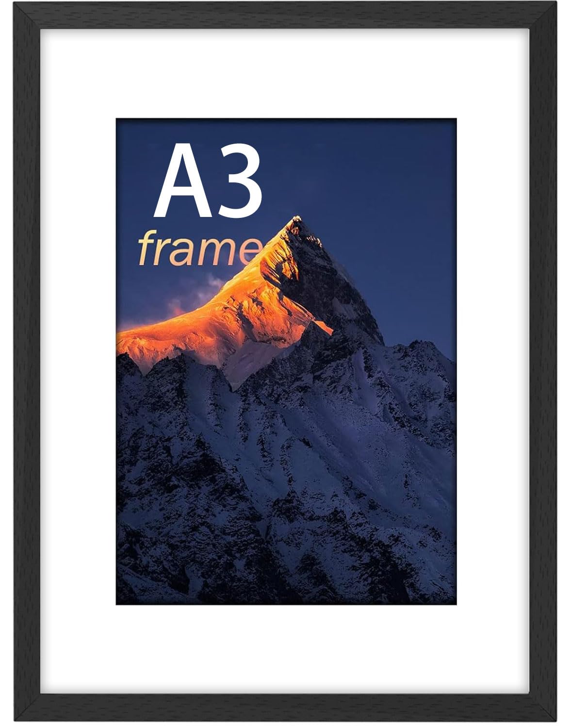 A3 Frame, Wooden A3 Picture Frame, Photo Frame Black with Plexiglass ...