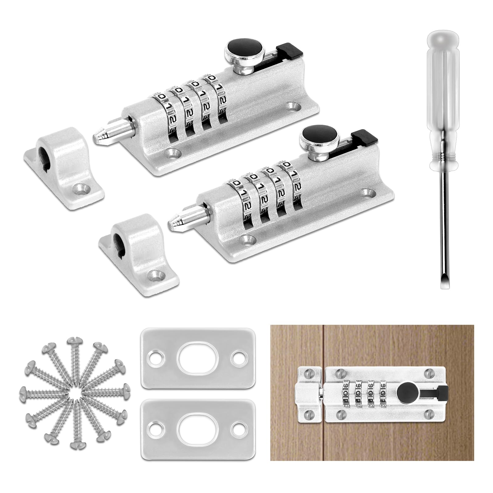 Combination Locking Bolt, Door Security Slide Latch Lock, Combi-Bolt 4 ...