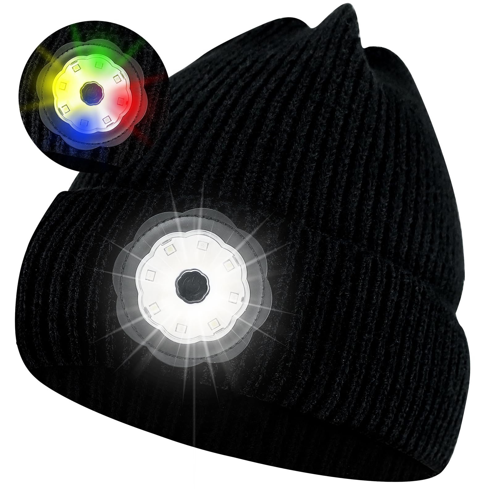 ZHSX 1 Pack LED Lighted Beanie Hat, USB Rechargeable Beanie Hat with ...