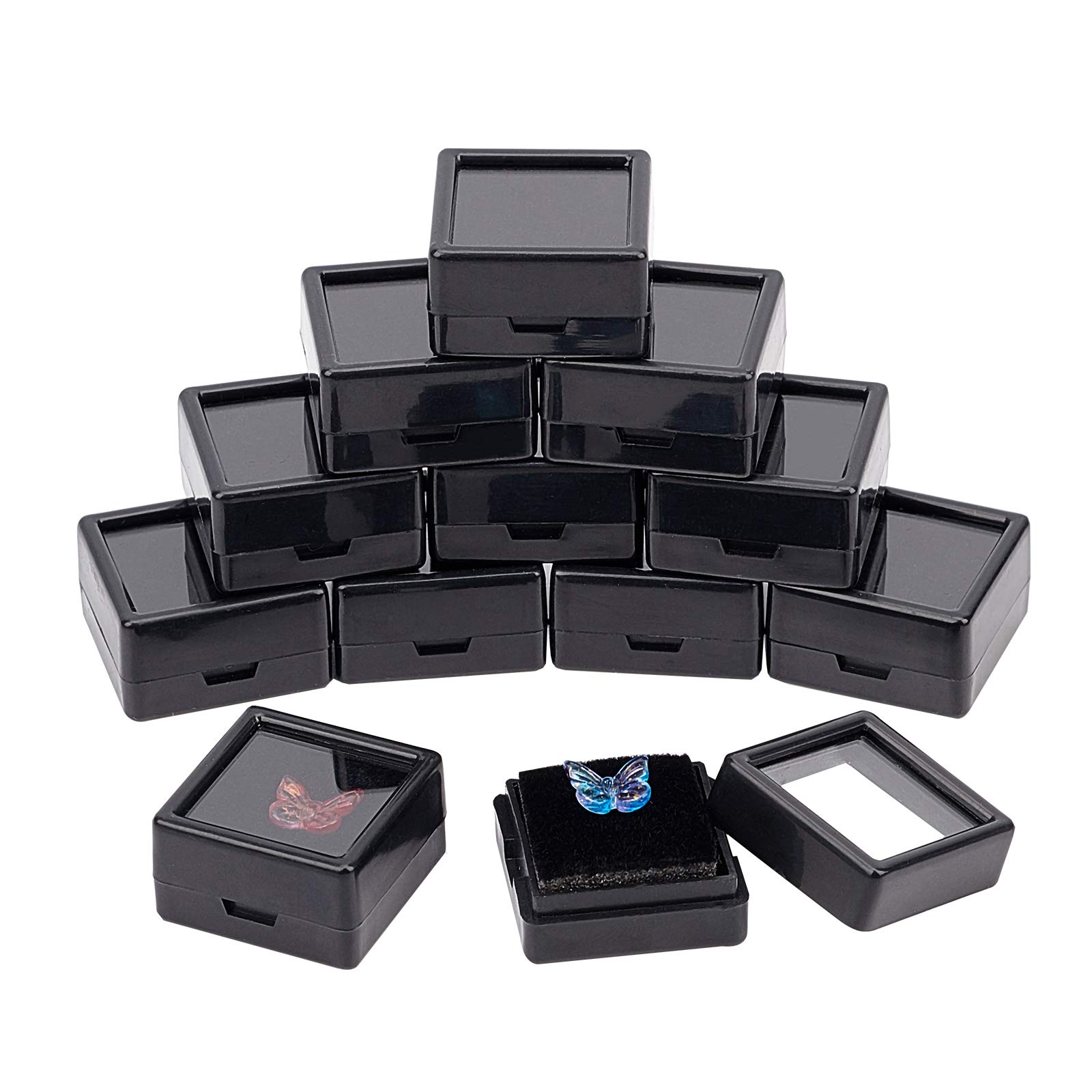 BENECREAT 36PCS Black Gemstone Display Box Square Acrylic Jewelry Box ...
