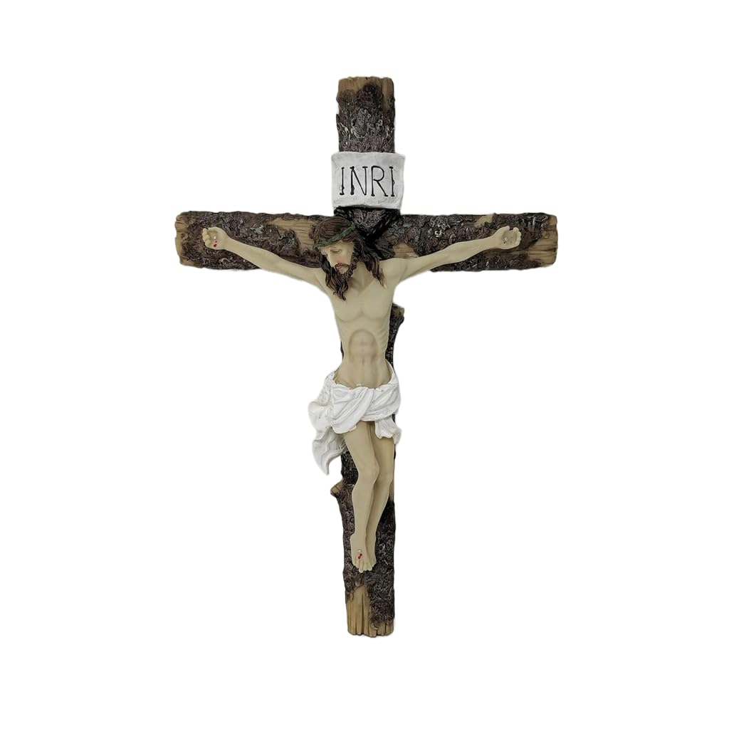 Jesus Crucifix Hanging Wooden Cross for Wall – 24cm | Christian ...
