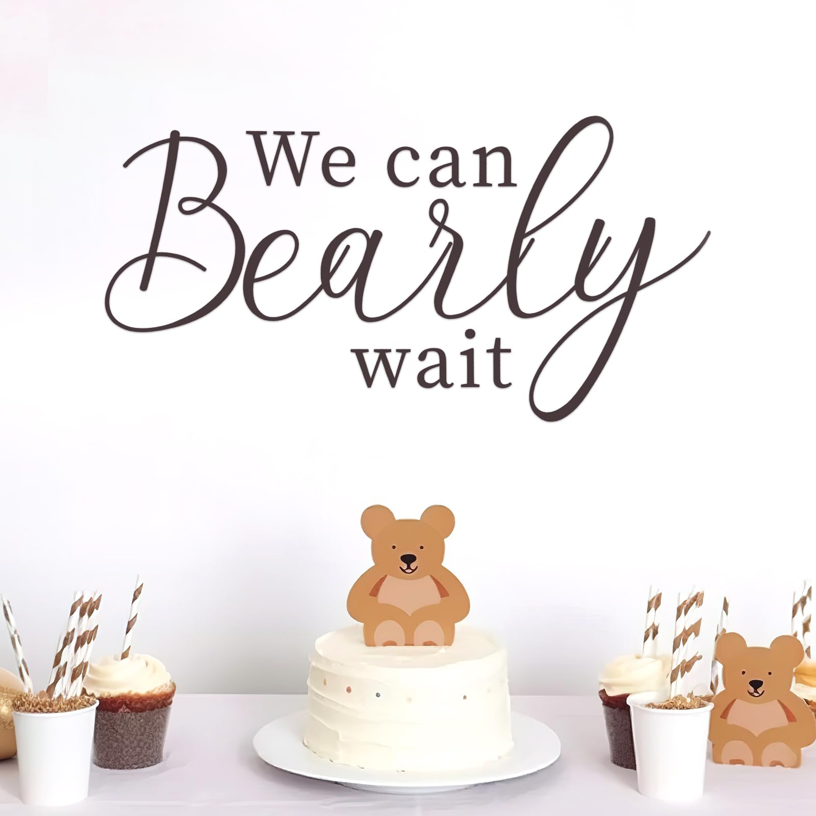 We Can Bearly Wait Decal, We Can Bearly Wait Sticker Baby Shower ...
