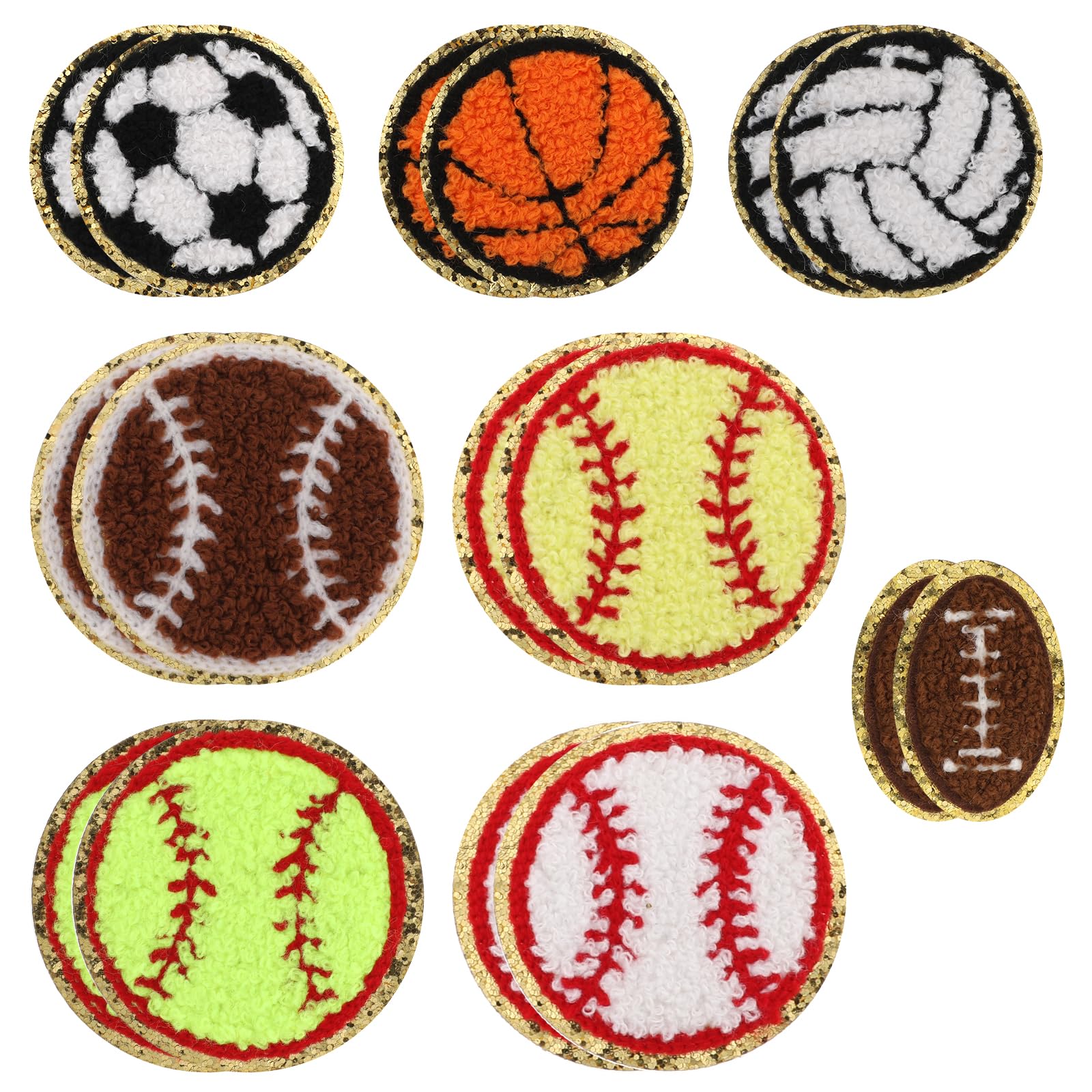 16Pcs Sports Iron Patches Basketball Soccer Softball Iron On Patches ...