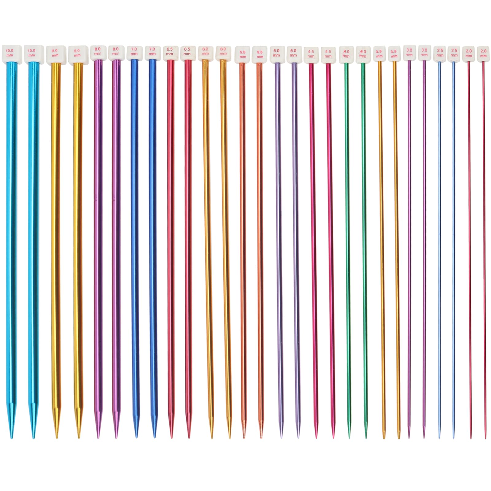 MOUYAT Coloured Knitting Needles Set, 28Pcs/14 Pairs Single Pointed ...