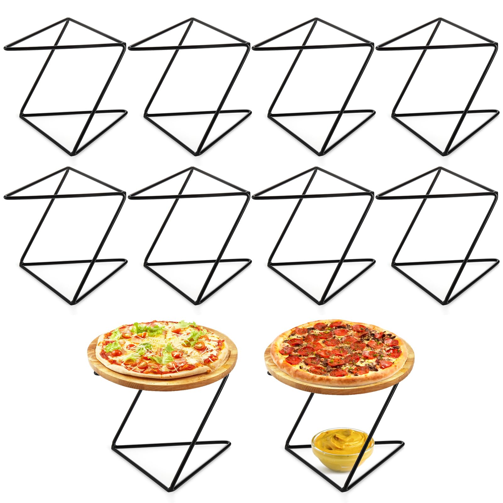 ZENFUN 10 Pack Metal Tabletop Pizza Pan Risers, Black Food Serving ...