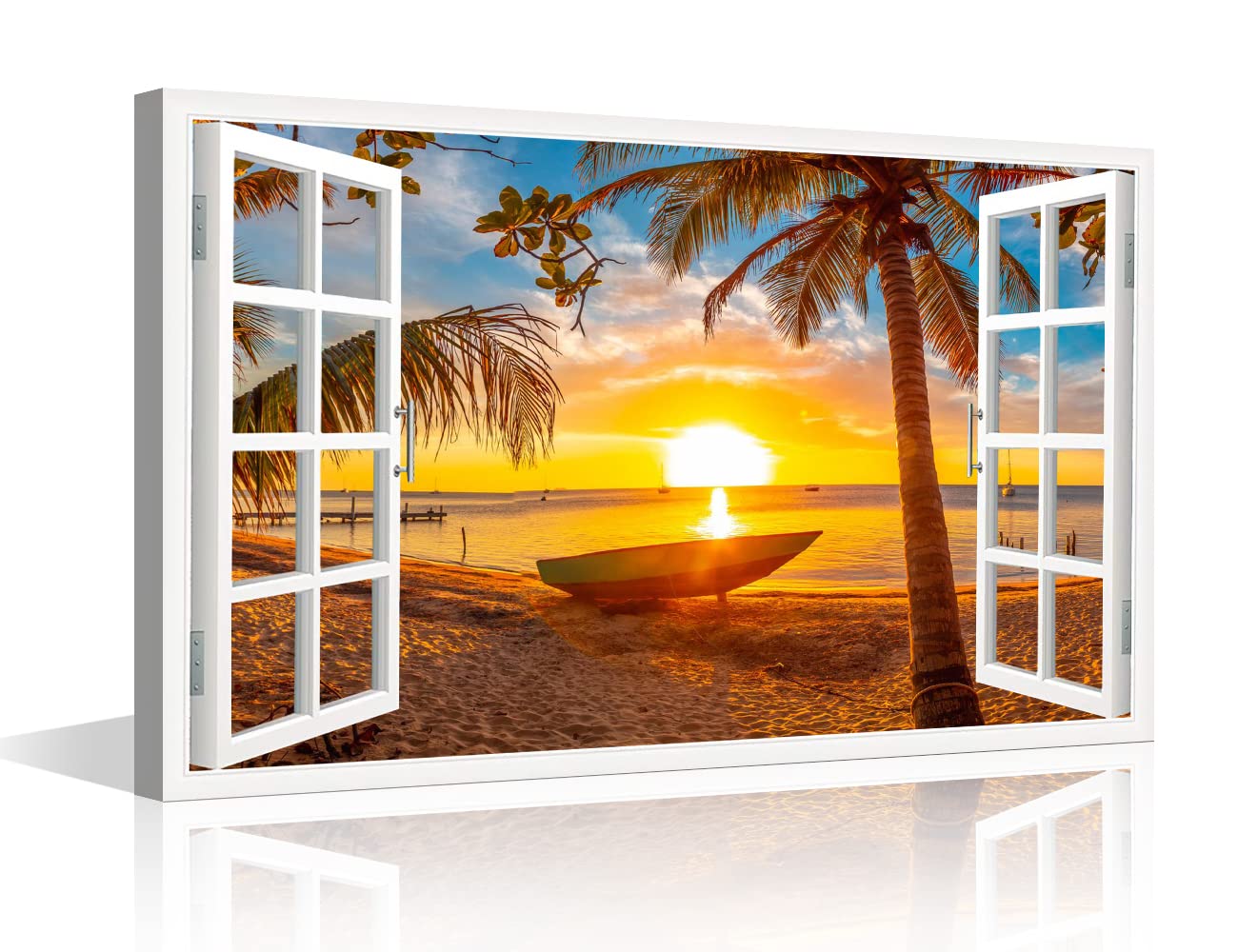 Window View Print Artwork Blue Ocean Sea Wall Art - Canvas Prints ...