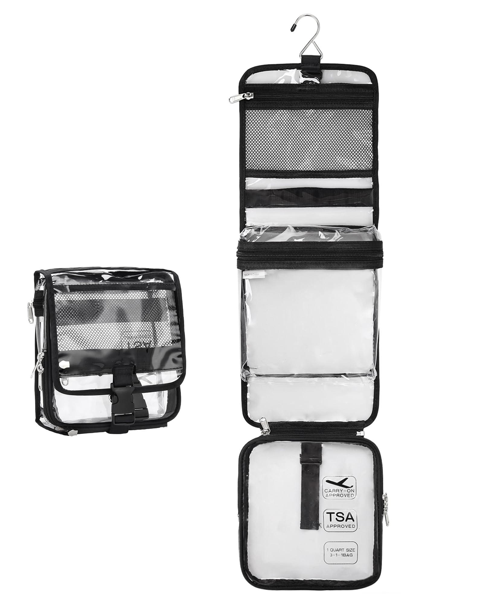 Twofold Hanging Toiletry Bag TSA Approved Clear Toiletry Bag for Men 2 in 1 Removable TSA ...