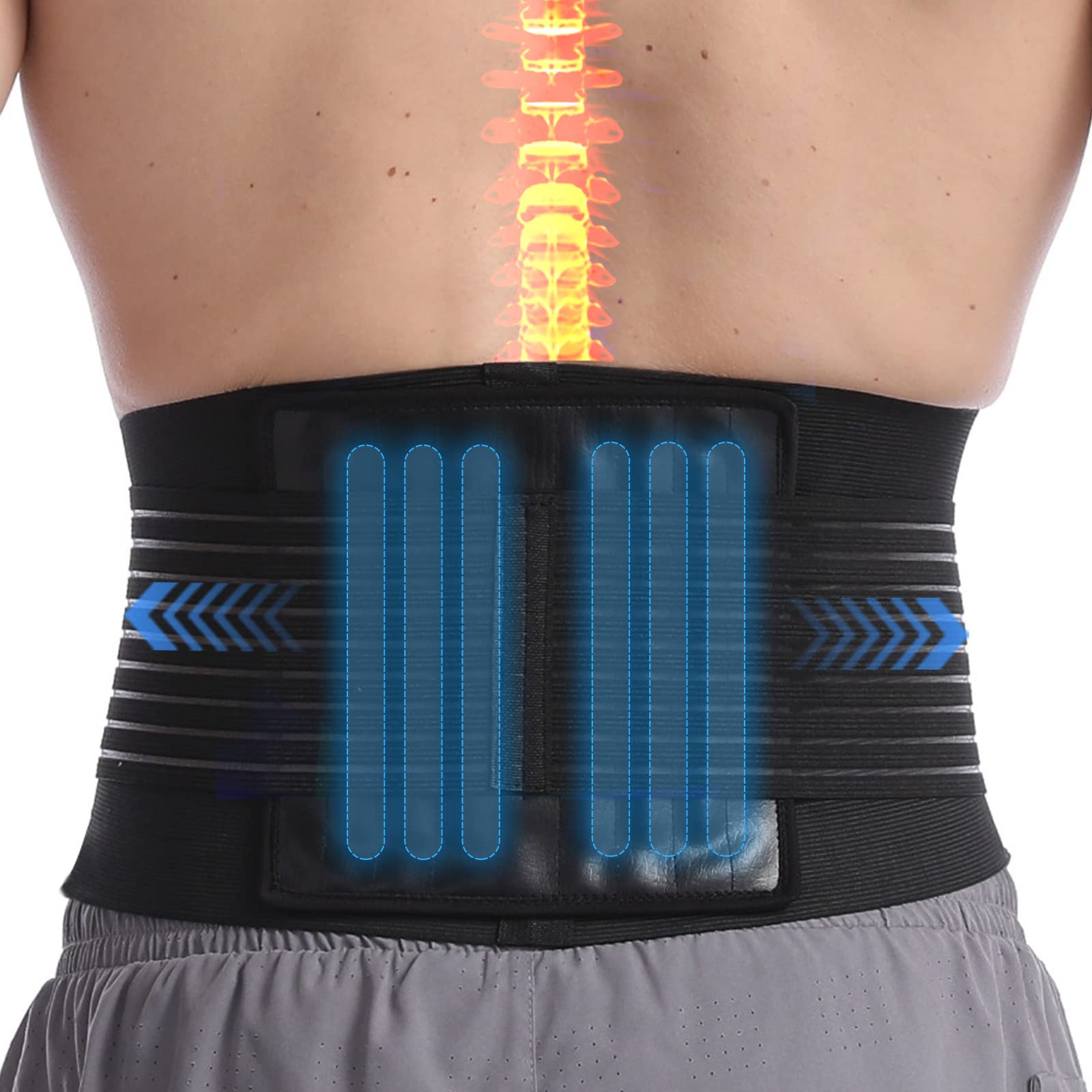 Paskyee Lower Back Support Belt with 6 Stays - Back Brace for Scoliosis ...