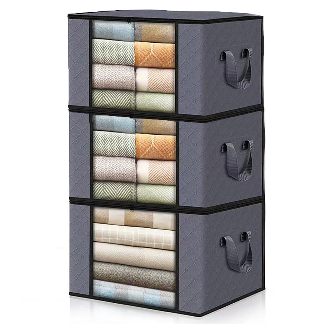 Large Capacity Clothes Organiser, Foldable with Sturdy Zipper, Clear ...