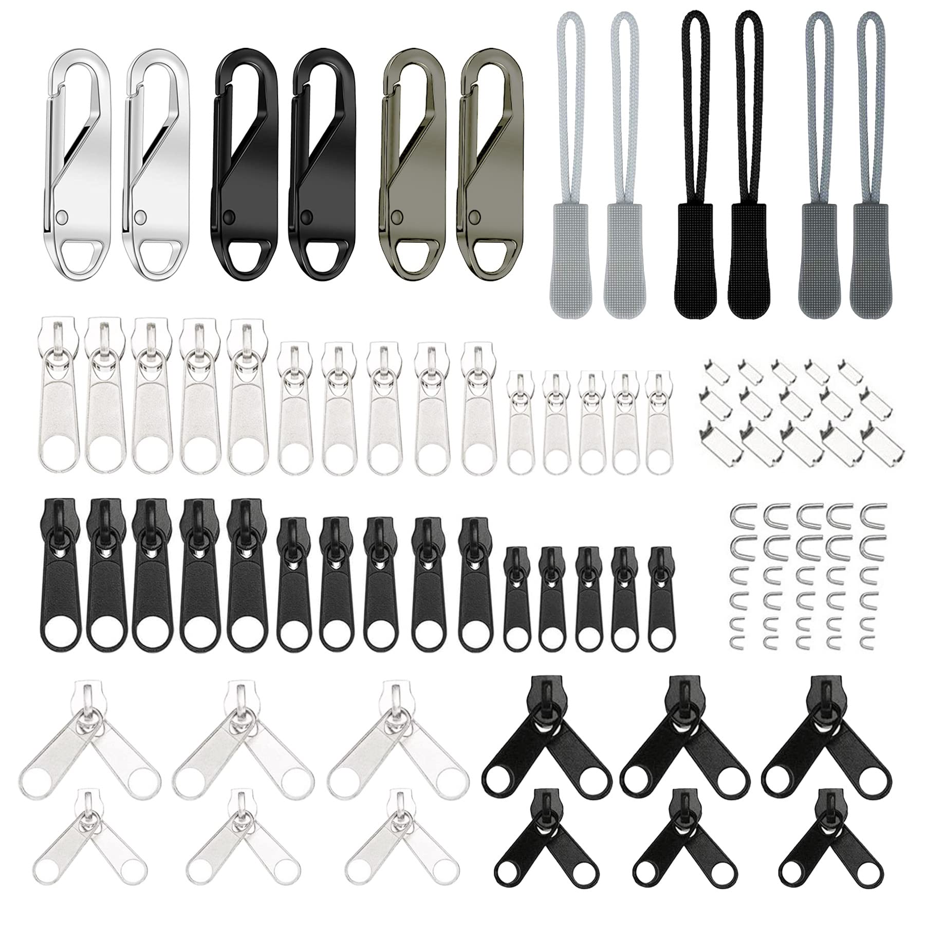 Allazone 110 PCS Zipper Repair Kit Zipper Replacement with Zipper Pull ...