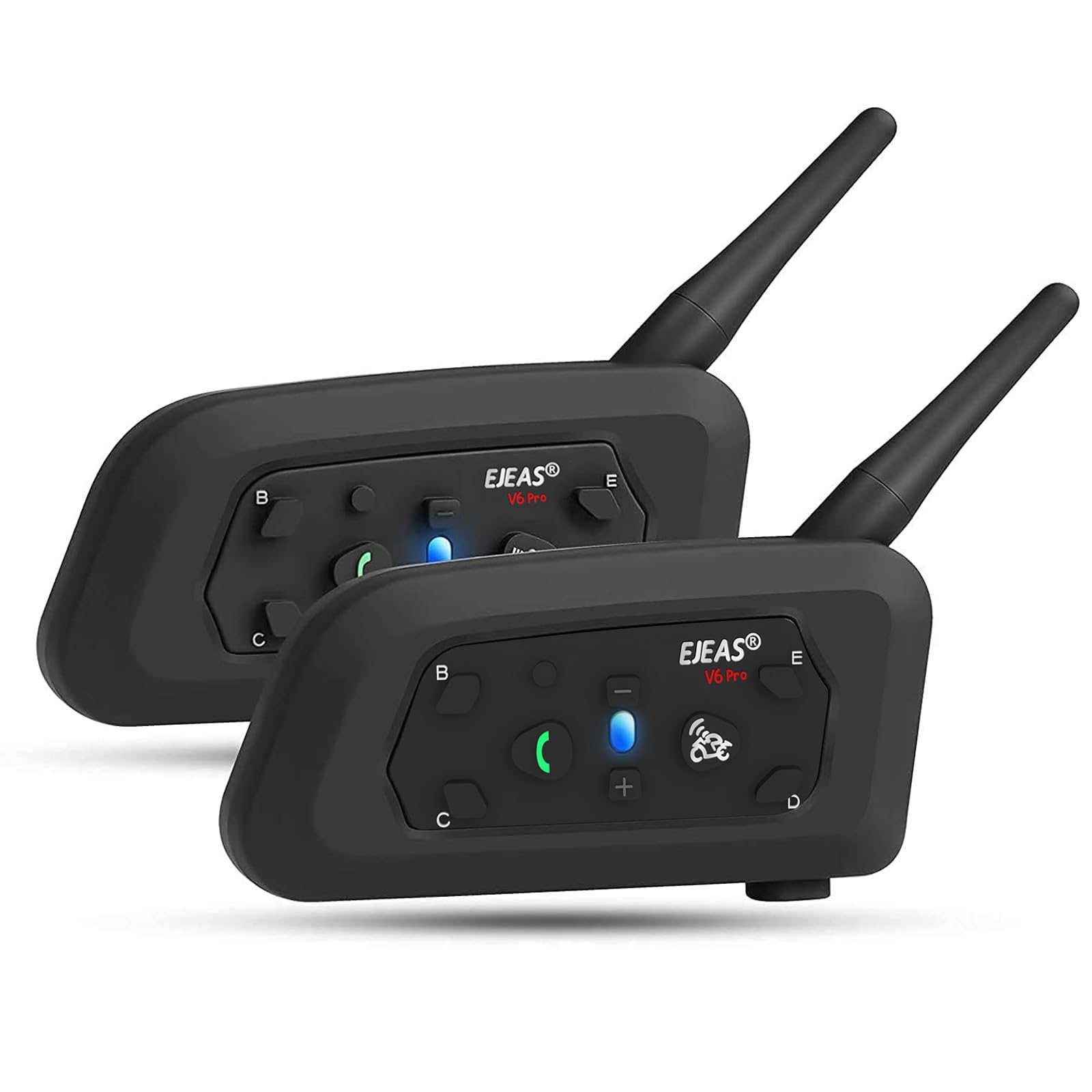EJEAS V6 Pro Motorcycle Helmet Bluetooth Intercom Headset 1200M 2 ...