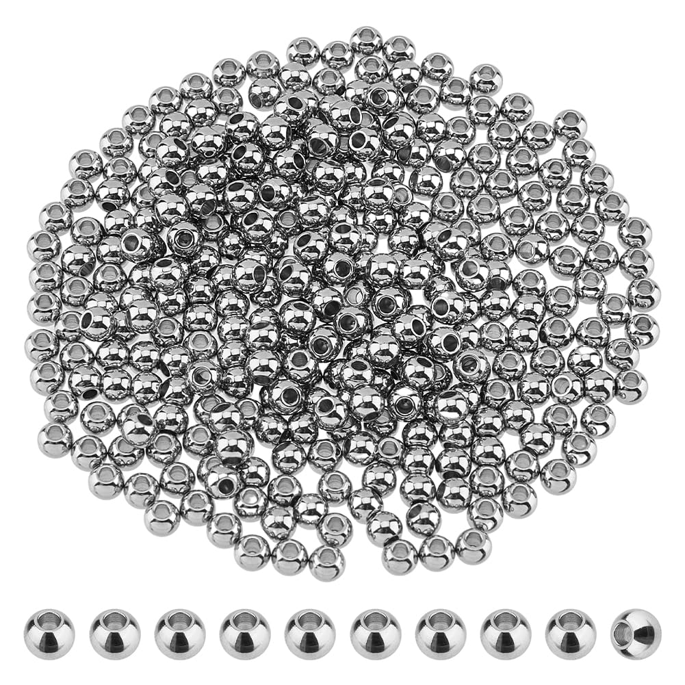 DICOSMETIC 150Pcs Round Smooth Beads 8mm Stainless Steel Spacer Beads ...