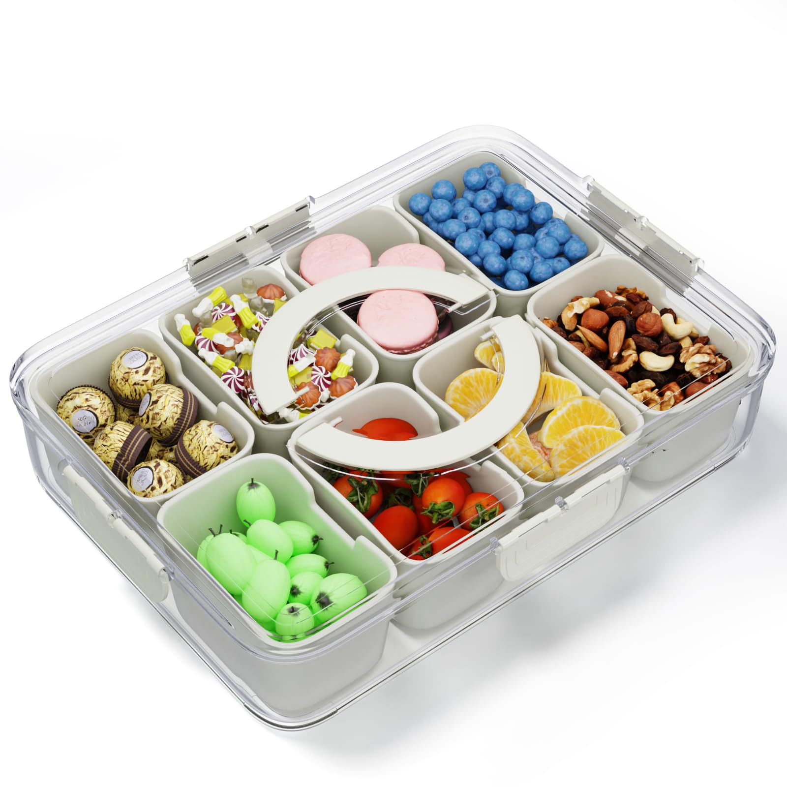 Snackle Box Container,Divided Serving Tray with Lid and Handle 8 ...