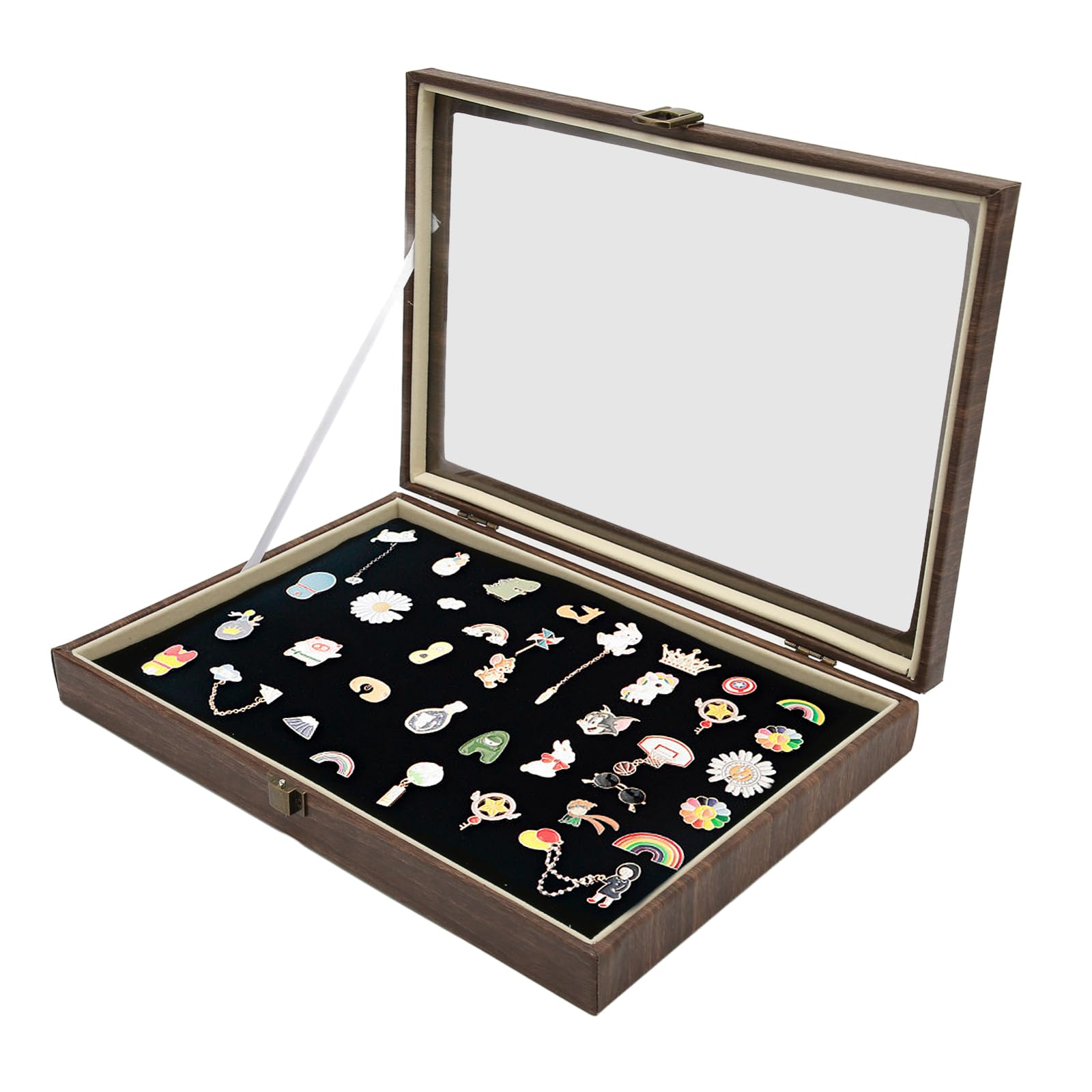 Jewelry Box Black Badge Storage Case PU Leather Pin Display Case with ...