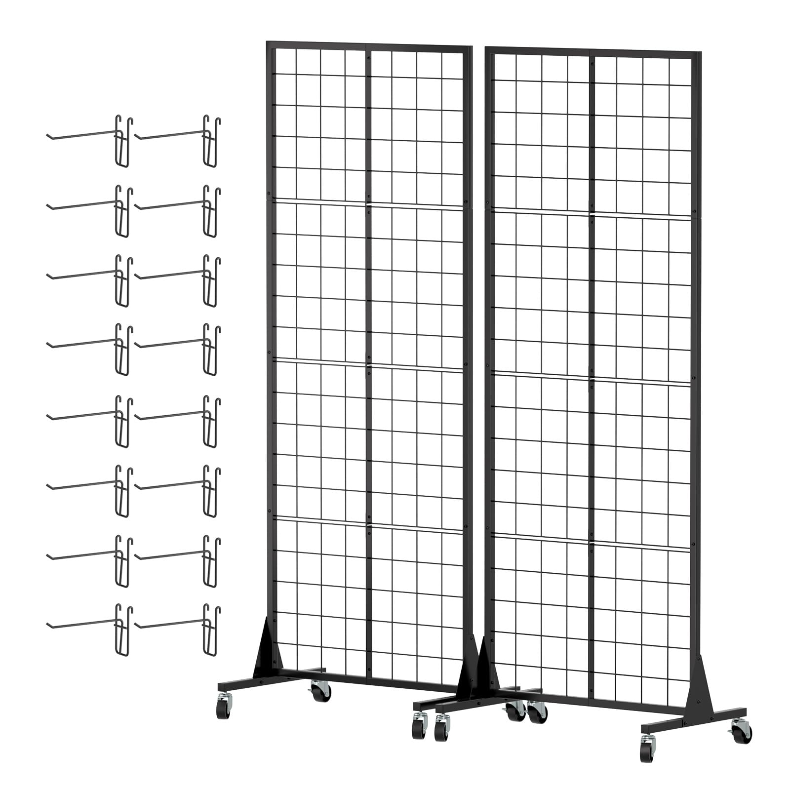 Urban Deco Grid Wall Rack Panels with Wheels – 2' x 5.5' Ft Display ...