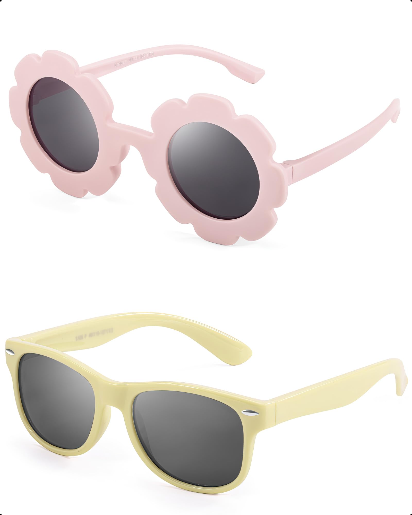 FIMILU 2 Pairs Girl's Sunglasses Cute Eyewear Sunglasses Kids Polarised ...