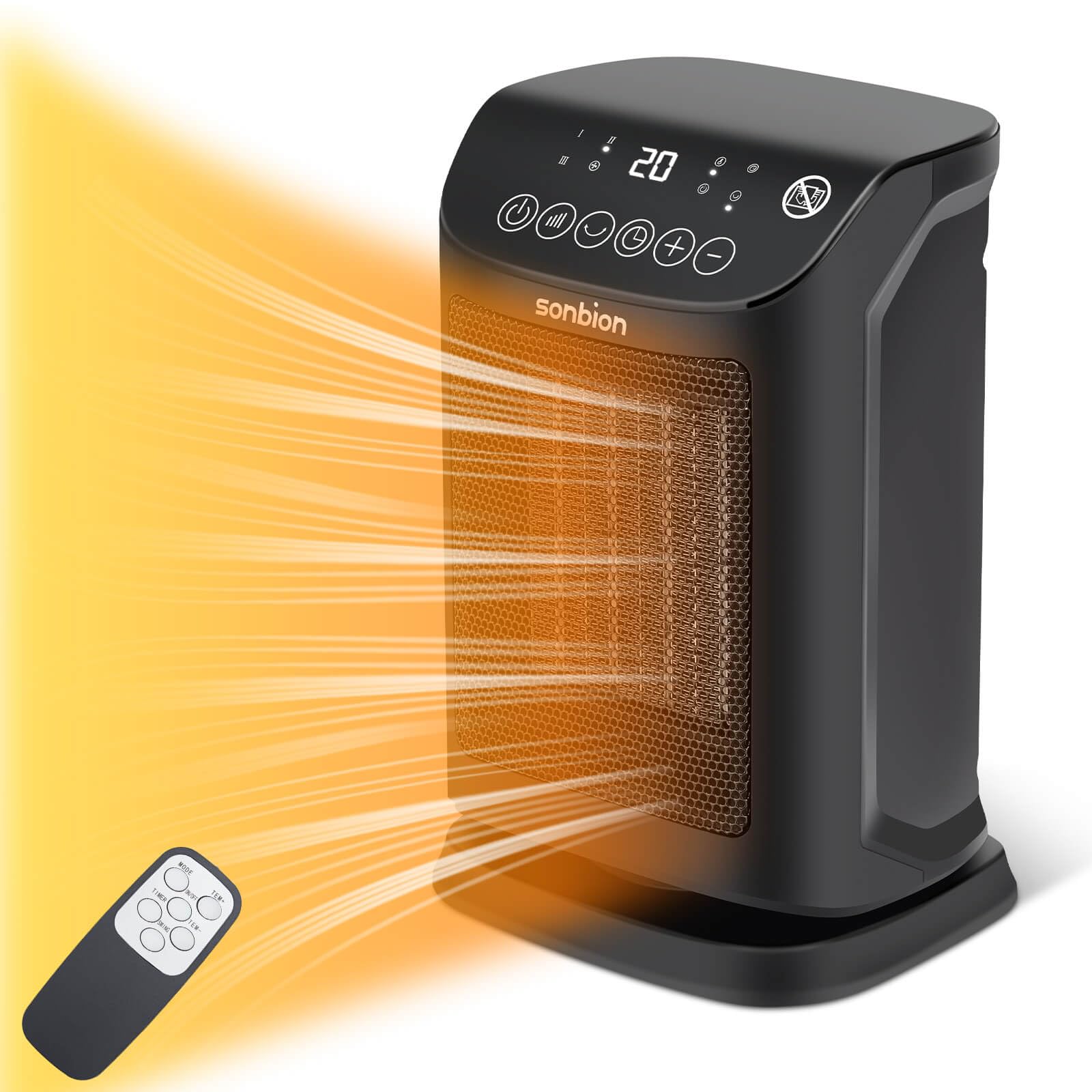 SONBION Small Electric Heater, 1800W Portable Fan Heater with ...