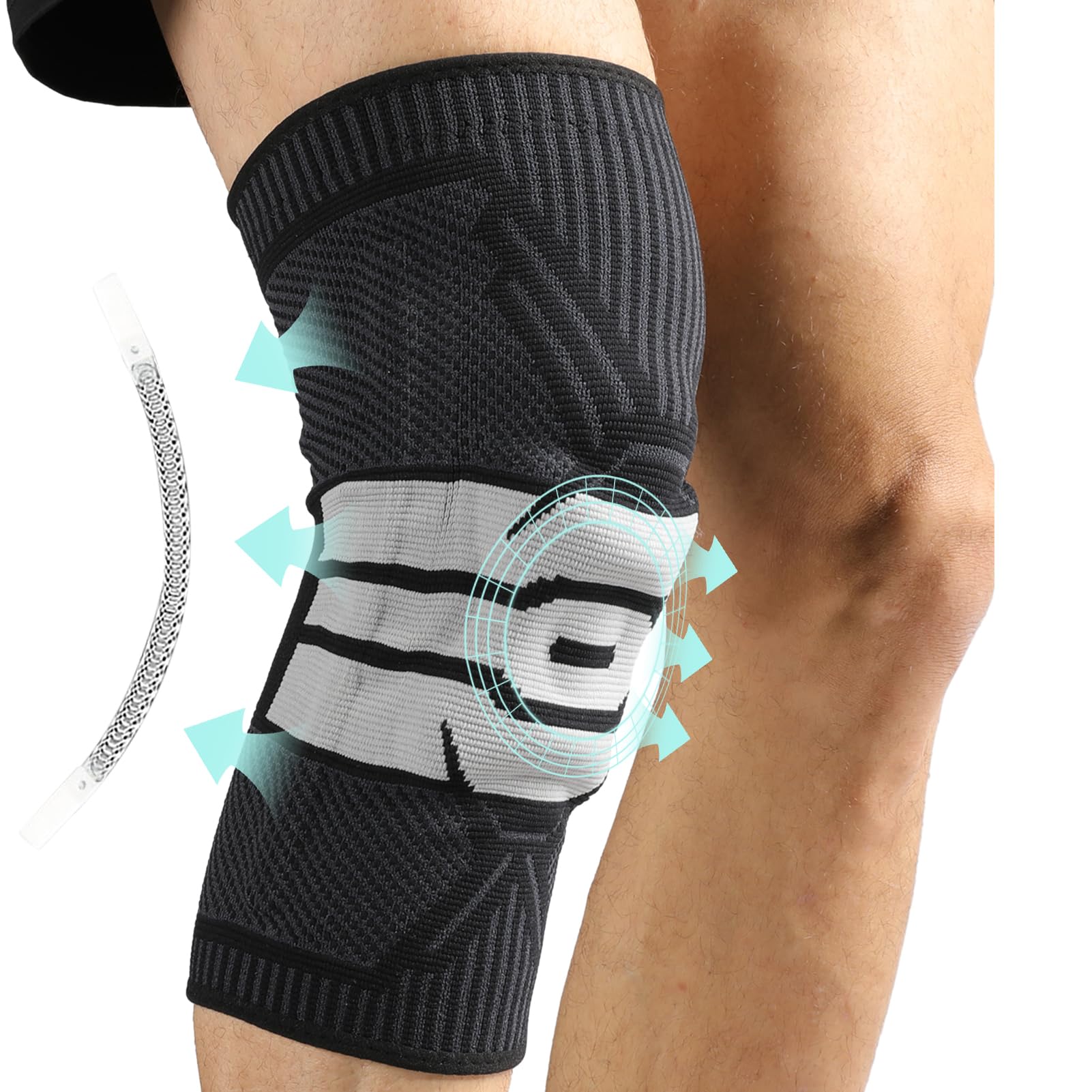 INTELIVE Men Women Knee Brace Support with Side Stabilizer, Knee Brace ...