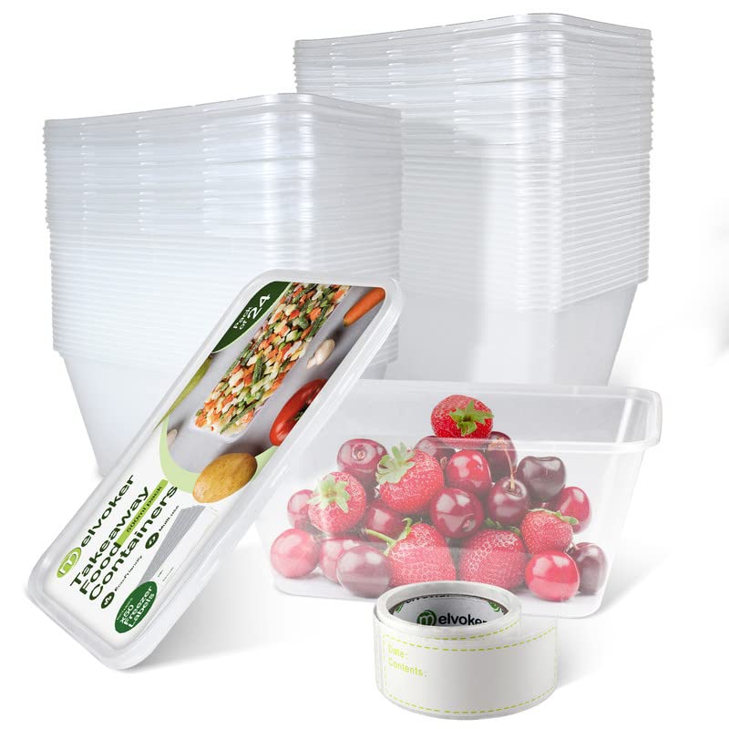 Melvoker 24Pcs Round Food Containers with Lids - 250ml (8oz) Takeaway ...