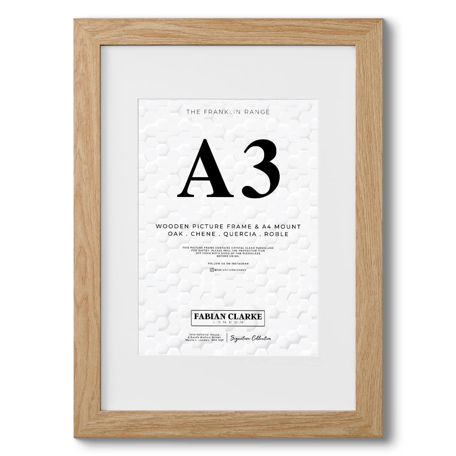 Fabian Clarke London® A3 Modern Oak Wooden Picture Photo Frame with ...