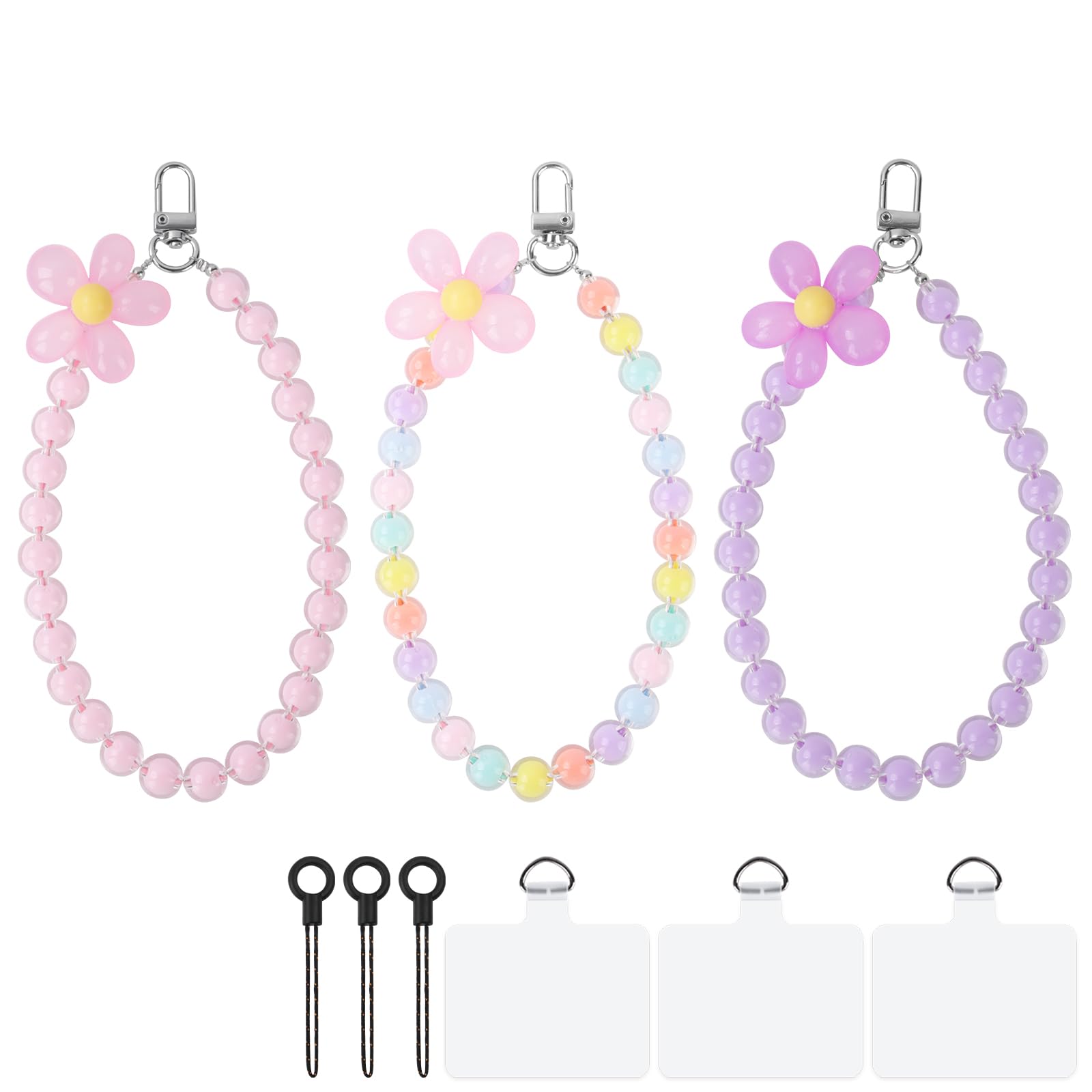 AULEEP 3pcs Phone Charm for Women Girls, Flower Phone Wrist Strap Cute ...