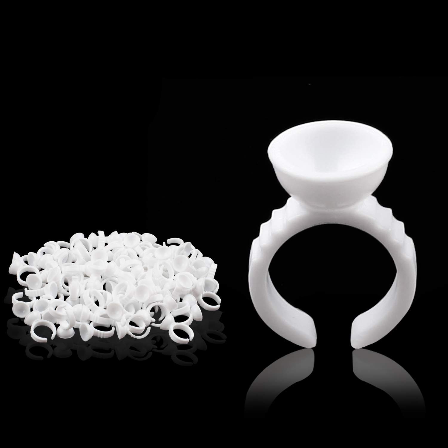 200PCS Glue Rings For Eyelash Extensions Tattoo Rings Cups Disposable ...