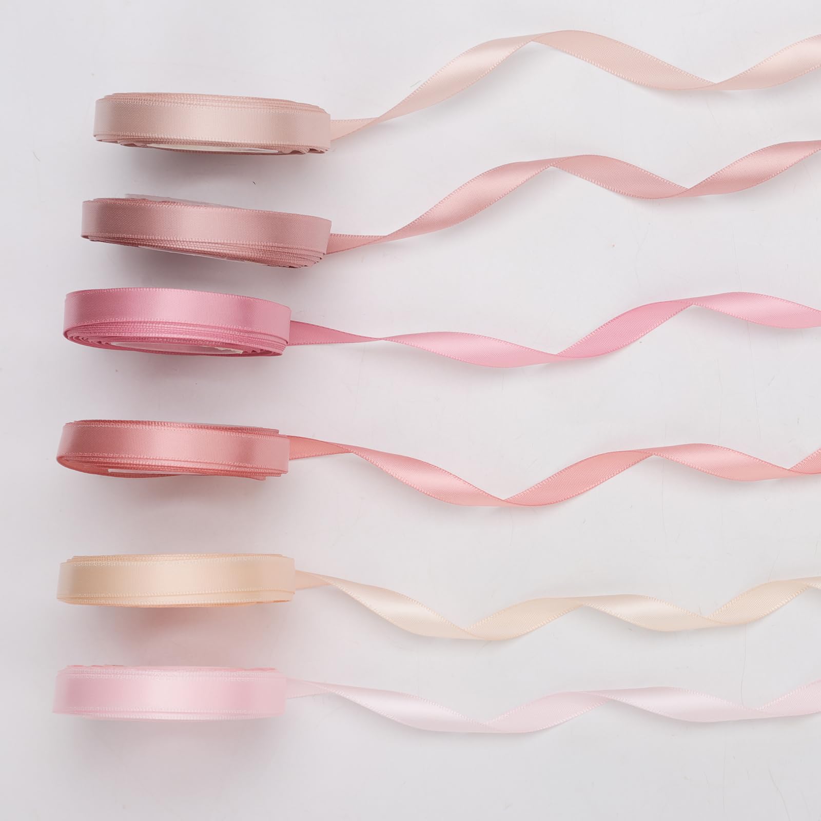 6 Rolls Ribbons for Flower Bouquet, 0.35 Inch x 60 Yards Satin Ribbon ...