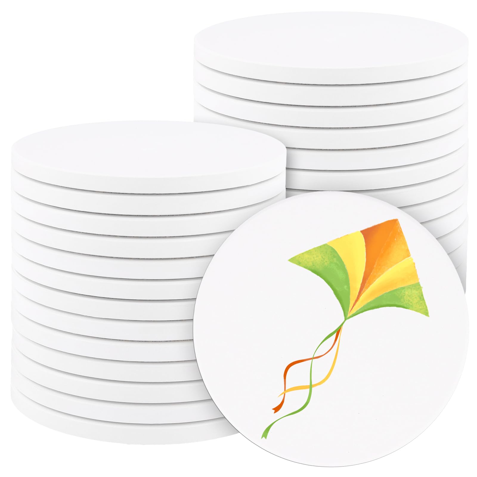 UNGFEI 26 PCS 4 Inch Round Ceramic Coaster Blanks, White Round ...