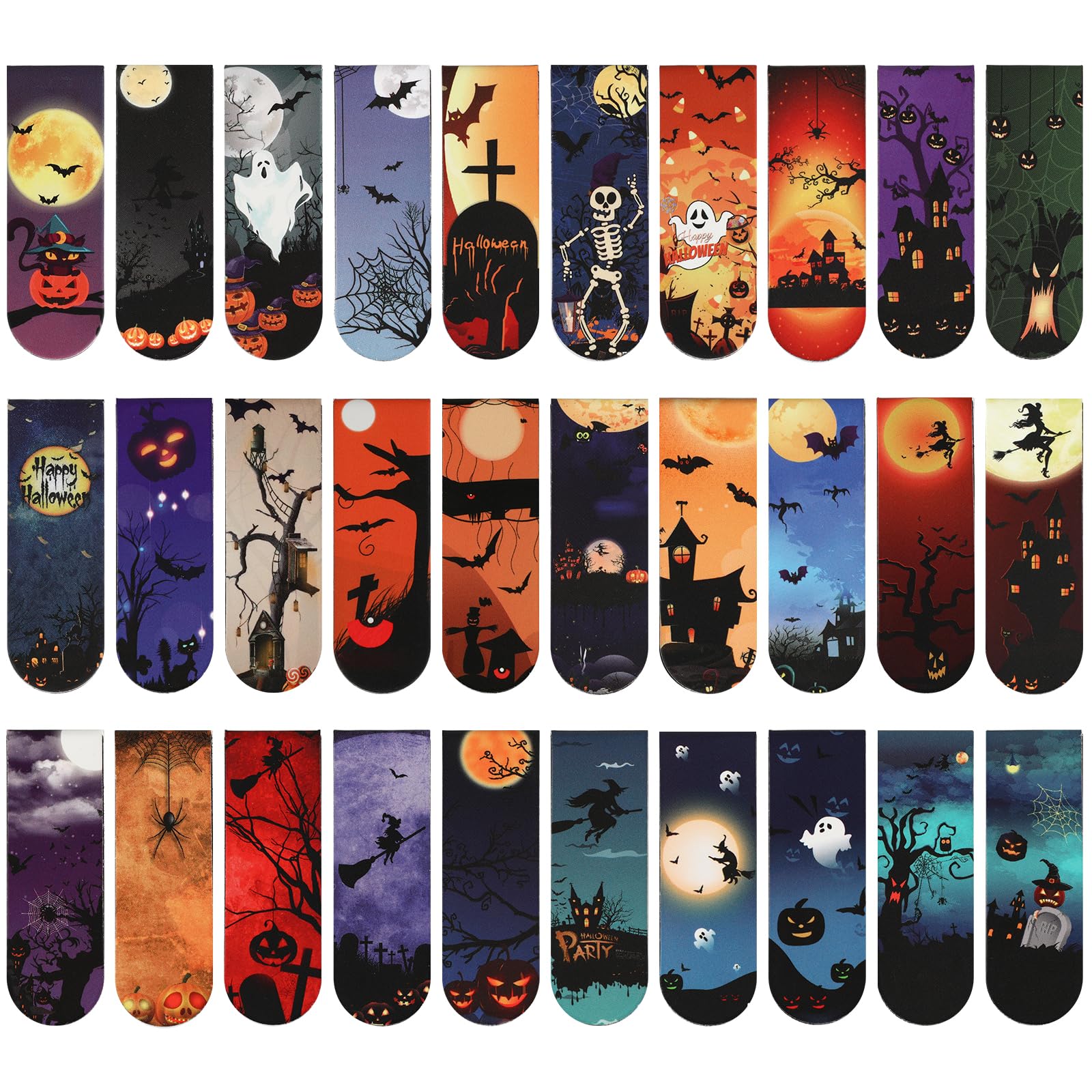 JSRQT 30 Pieces Magnetic Bookmark Halloween Book Marks Bookmarks ...