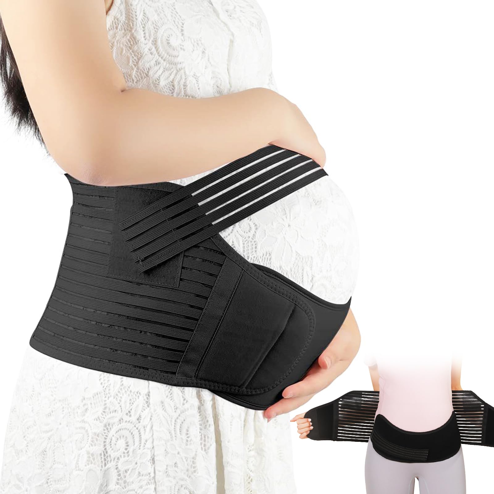 Pregnancy Support Belt 3 in 1 Black Support Band Maternity Belt for ...