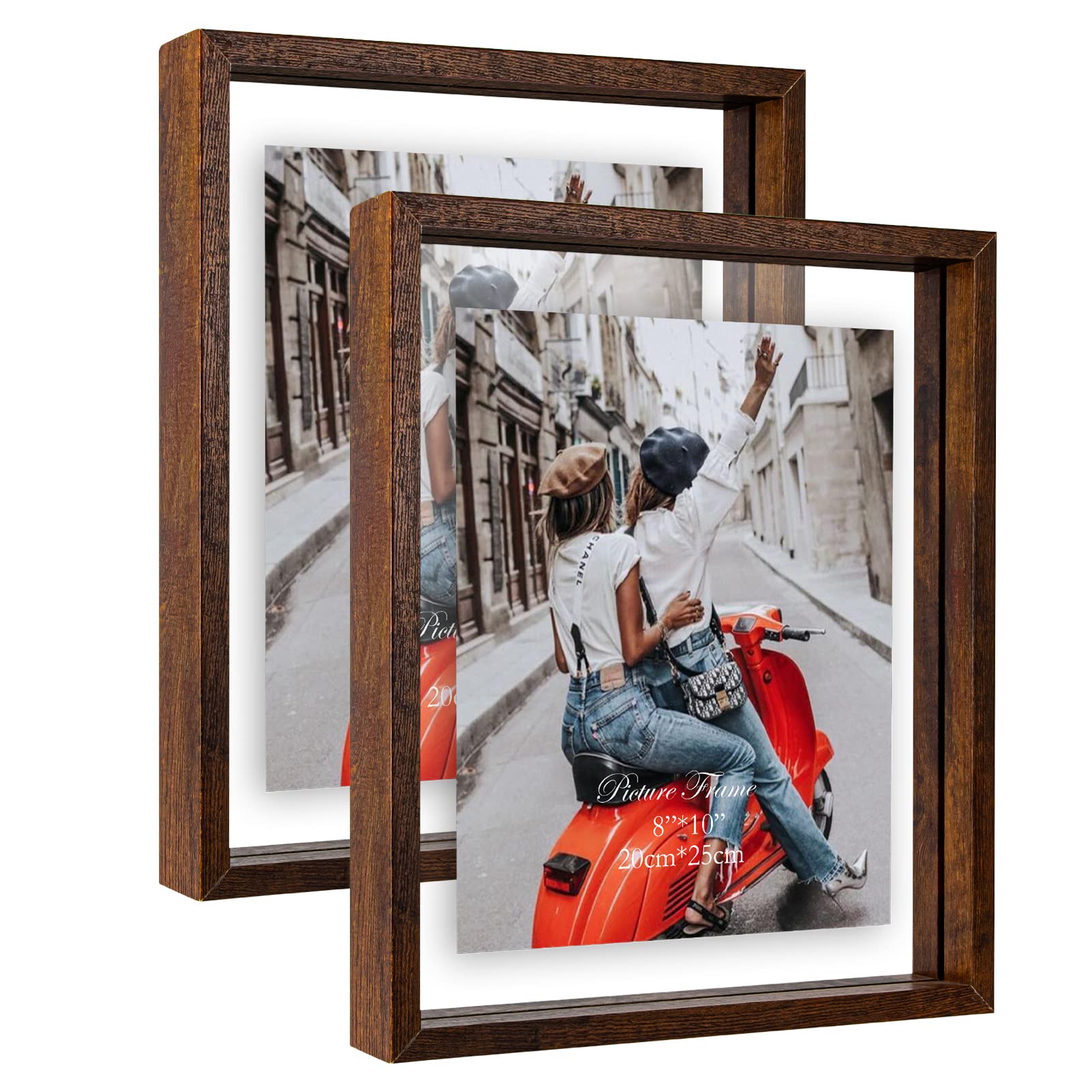 EXYGLO 2 Pack 10x8 Photo Frames, Rustic Double Sided Photo Frame ...