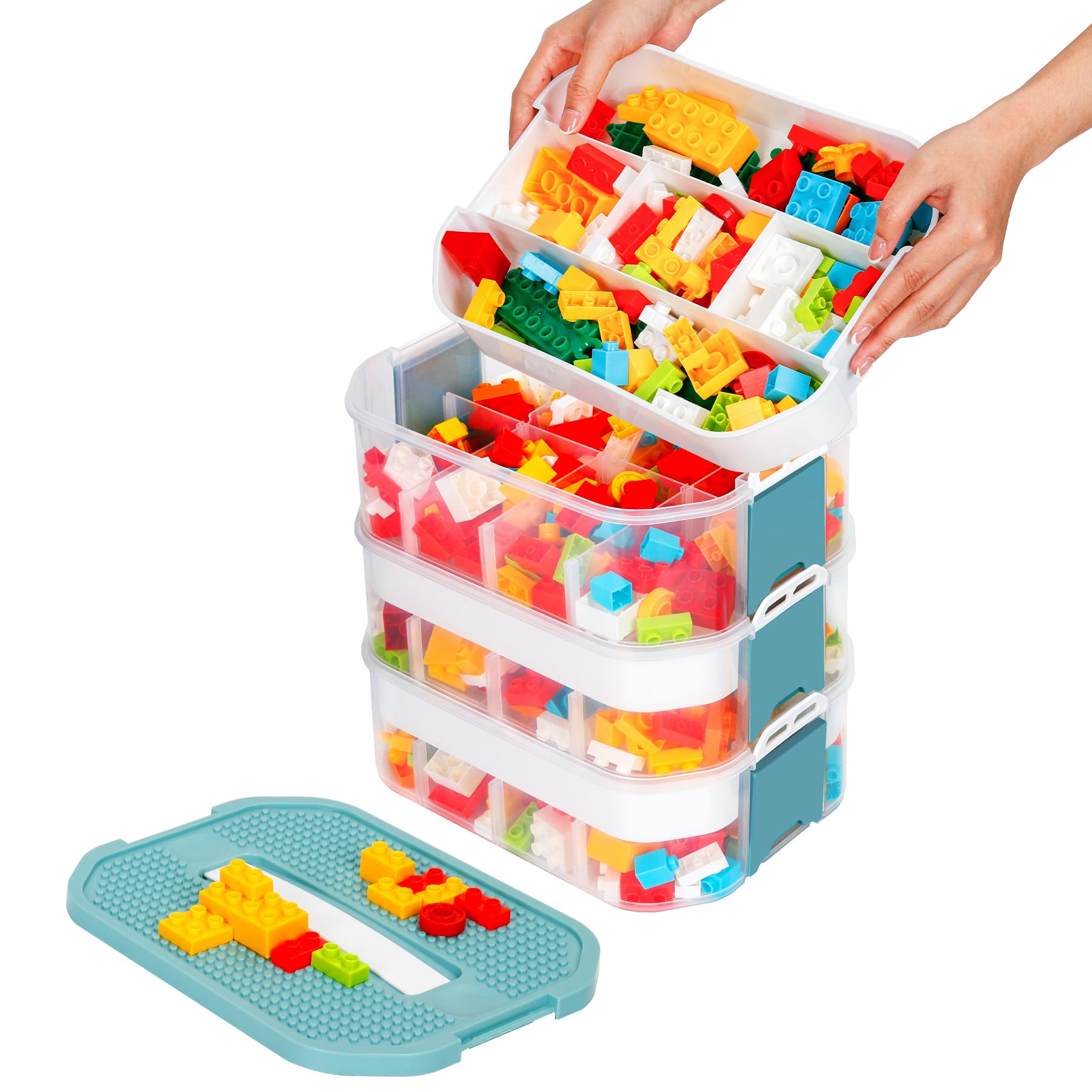 Nicecastle Storage Organizer for Lego Plastic Kids Toy Container Box ...