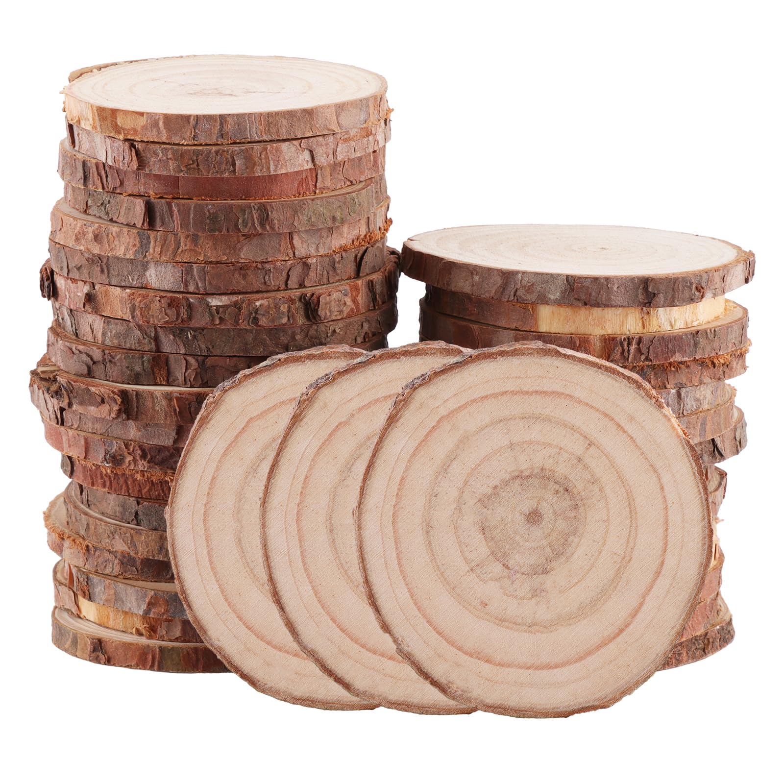 VIDETOL 100 Pcs Natural Wood Slices, 6-7cm Diameter Unfinished Round ...