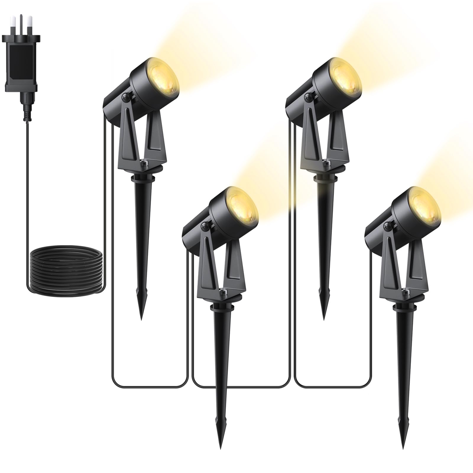 Svater Garden Spotlights Mains Powered, 46FT/14m 4-in-1 LED Landscape ...