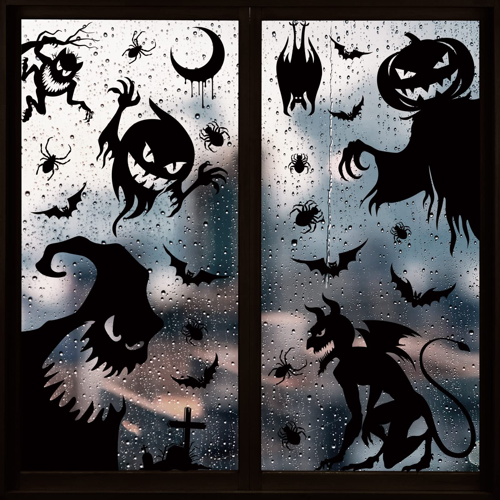 Svanco Large Halloween Window Clings Giant Wiggly Monster Static ...